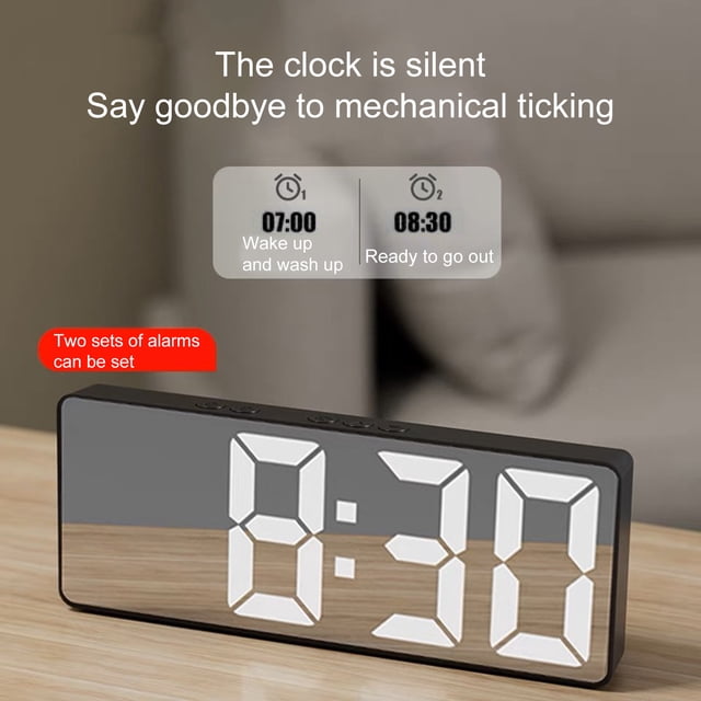 Fairnull Digital Alarm Clock Leigible Large Screen Voice Control Date ...