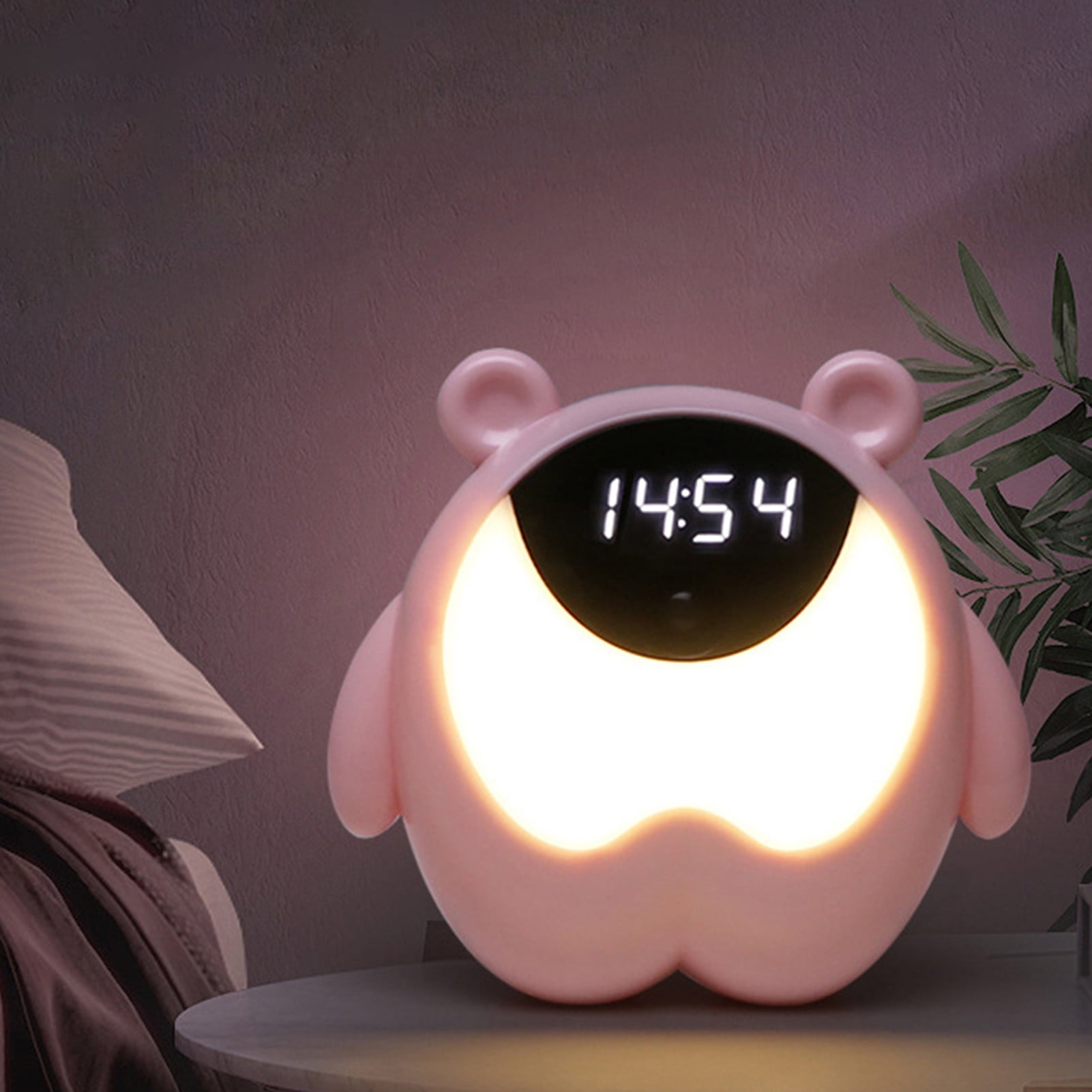 Fairnull Digital Clock USB Powered Adjustable ABS Cute Bear Alarm Clock ...