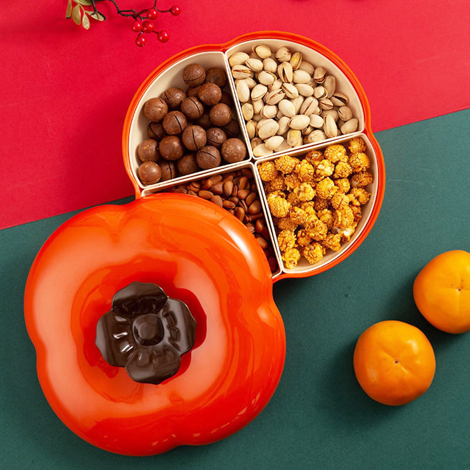 Fairnull Divided Nut Serving Tray with Lid 4 Compartments Removable ...