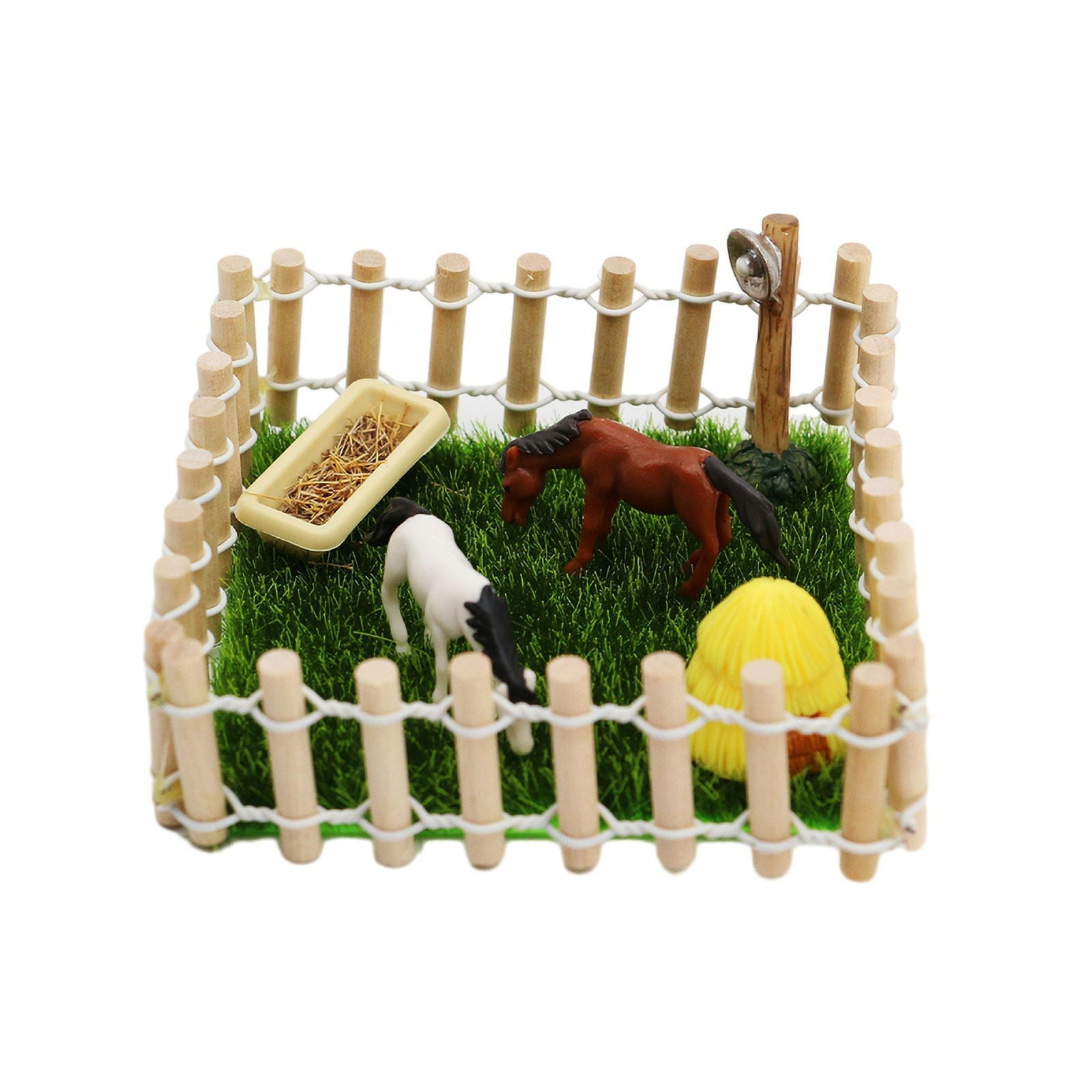 Fairnull Dollhouse Play Toy Fencing Green Grass Realistic 1/12 Farm ...
