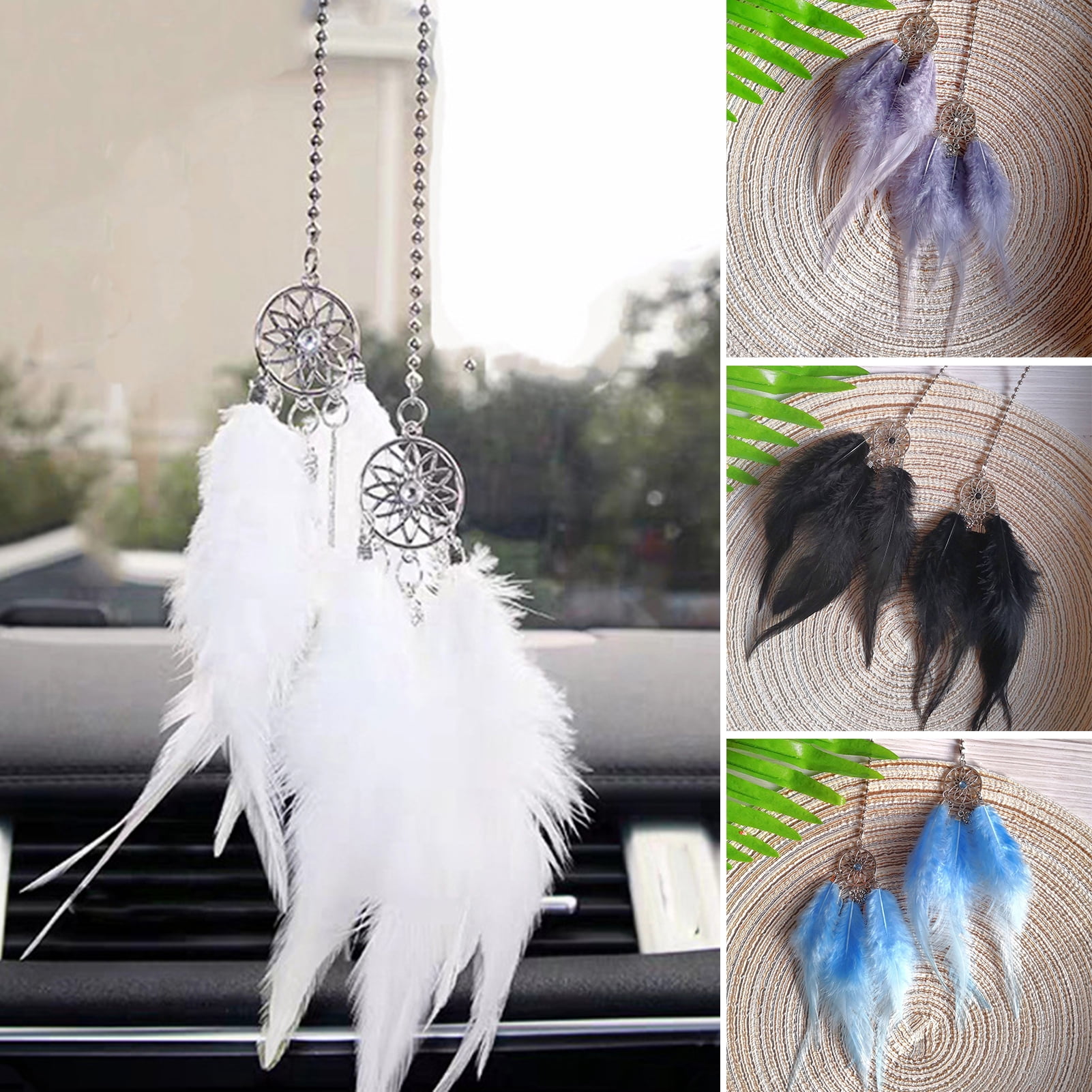 Fairnull Double-feather Dream Catcher Pendant Good Luck Car Decoration ...