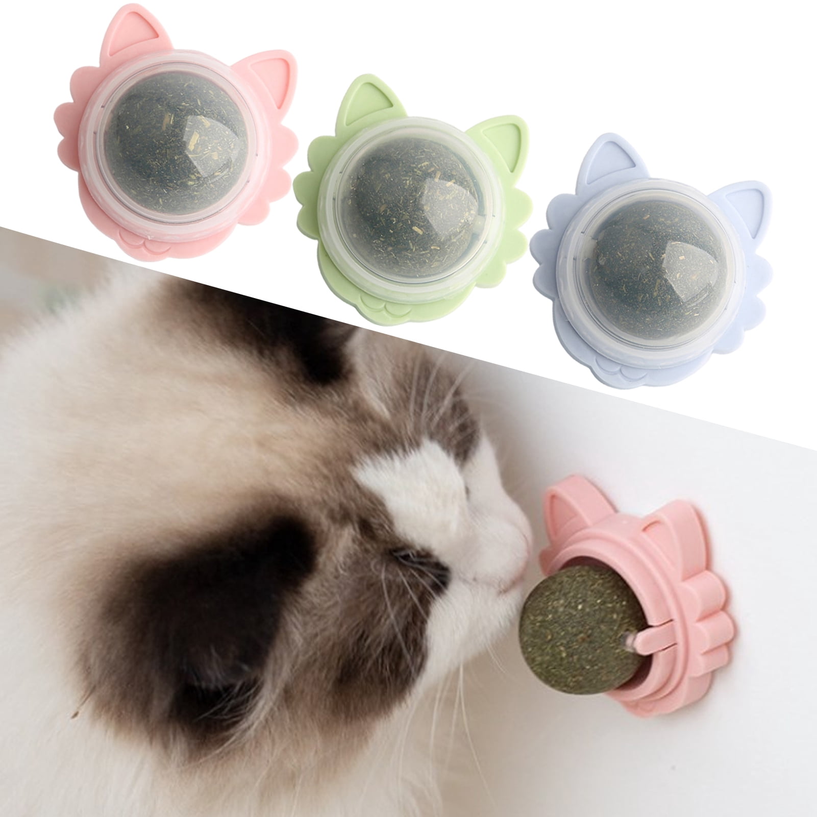 Fairnull Edible Catnip Ball Toy 360 Degree Rotating Organic Teeth ...