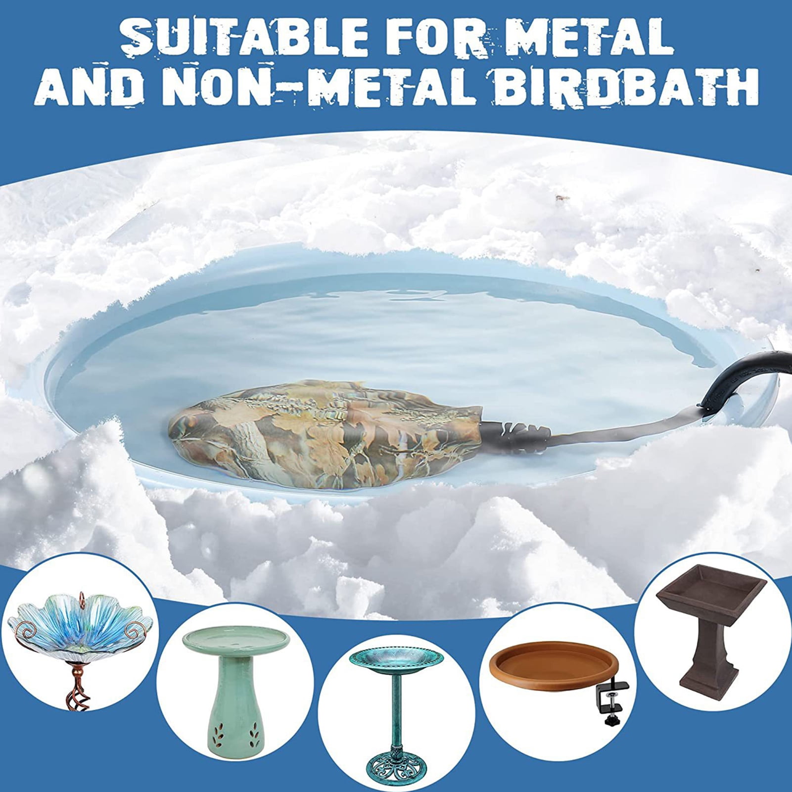 Fairnull Effective Safe Bird Bath Heater Metal Practical Automatic Bird ...