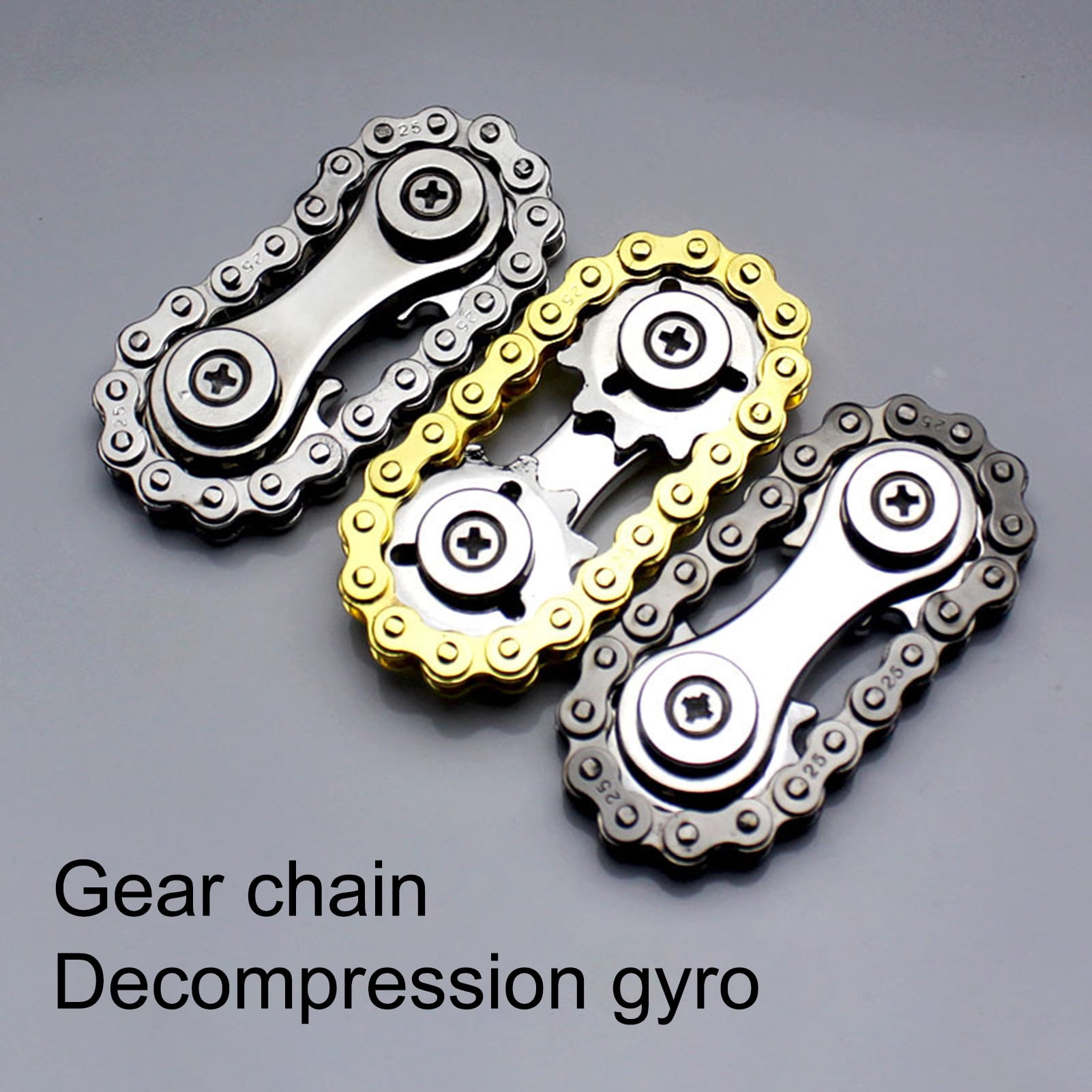 Fairnull Fingertip Gear Chain Pocket-sized Metal Hand Fidget Gyro ...