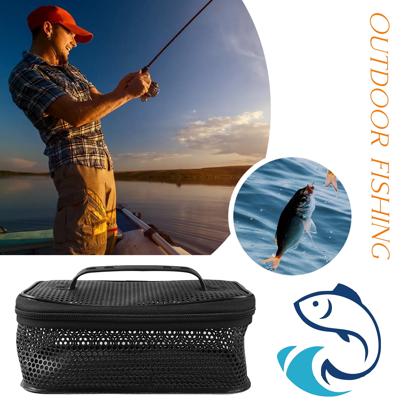 Fairnull Fishing Gear Bag with Handle Zipper Closure Large Capacity ...