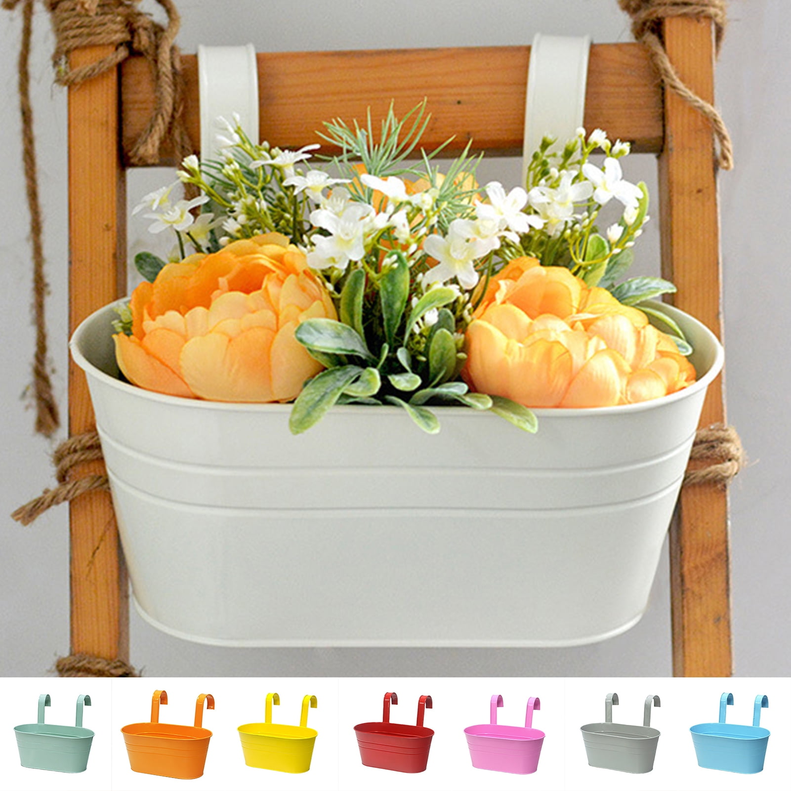 Fairnull Flower Pot Drainable Anti-deformed Detachable Iron Art Garden ...