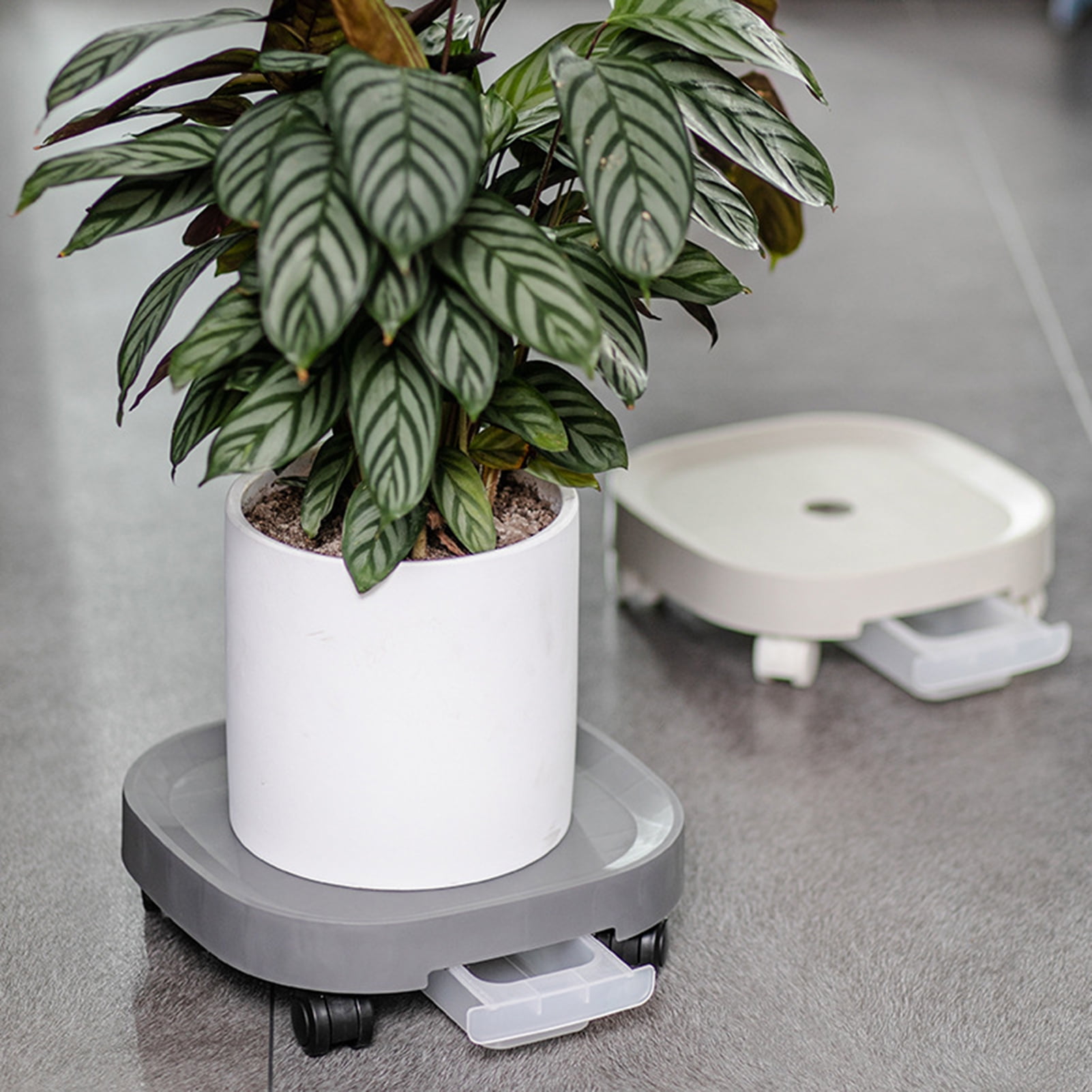 Fairnull Flower Pot Tray with Roller Wheel Movable Grid Bottom Strong ...