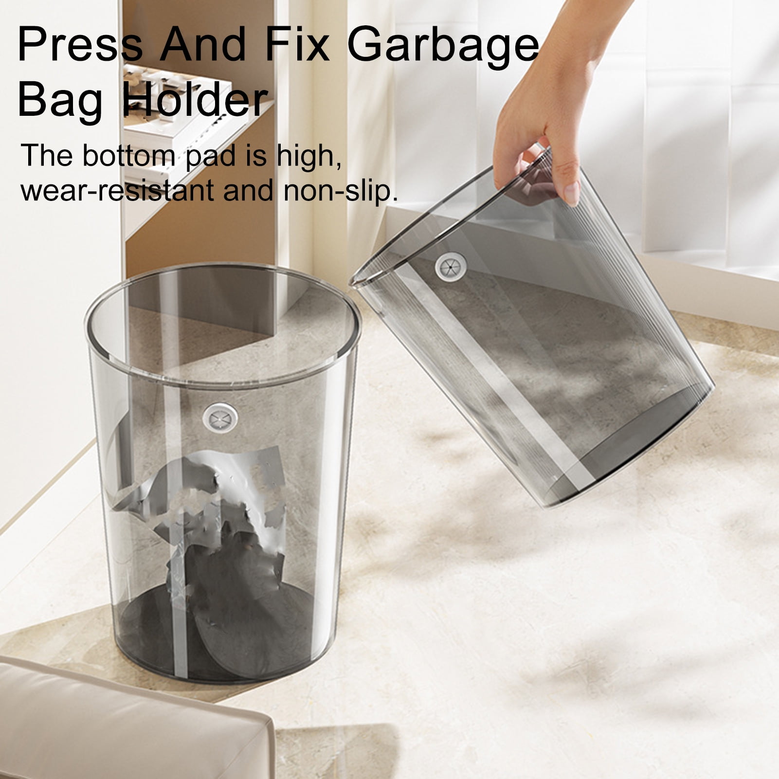 Fairnull Garbage Can Smooth Surface Round Hole Design Trash Cans ...