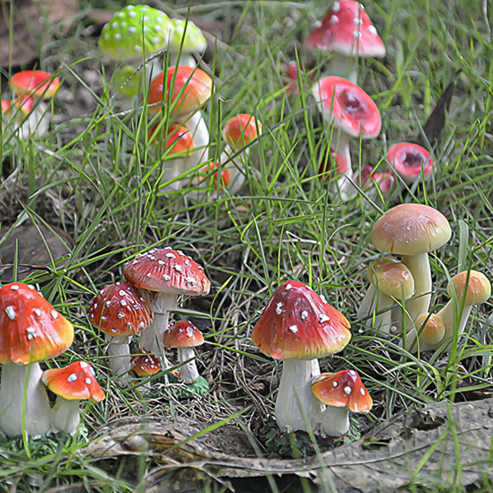 Fairnull Garden Figurine Eco-friendly UV Resistant Resin Mushroom ...