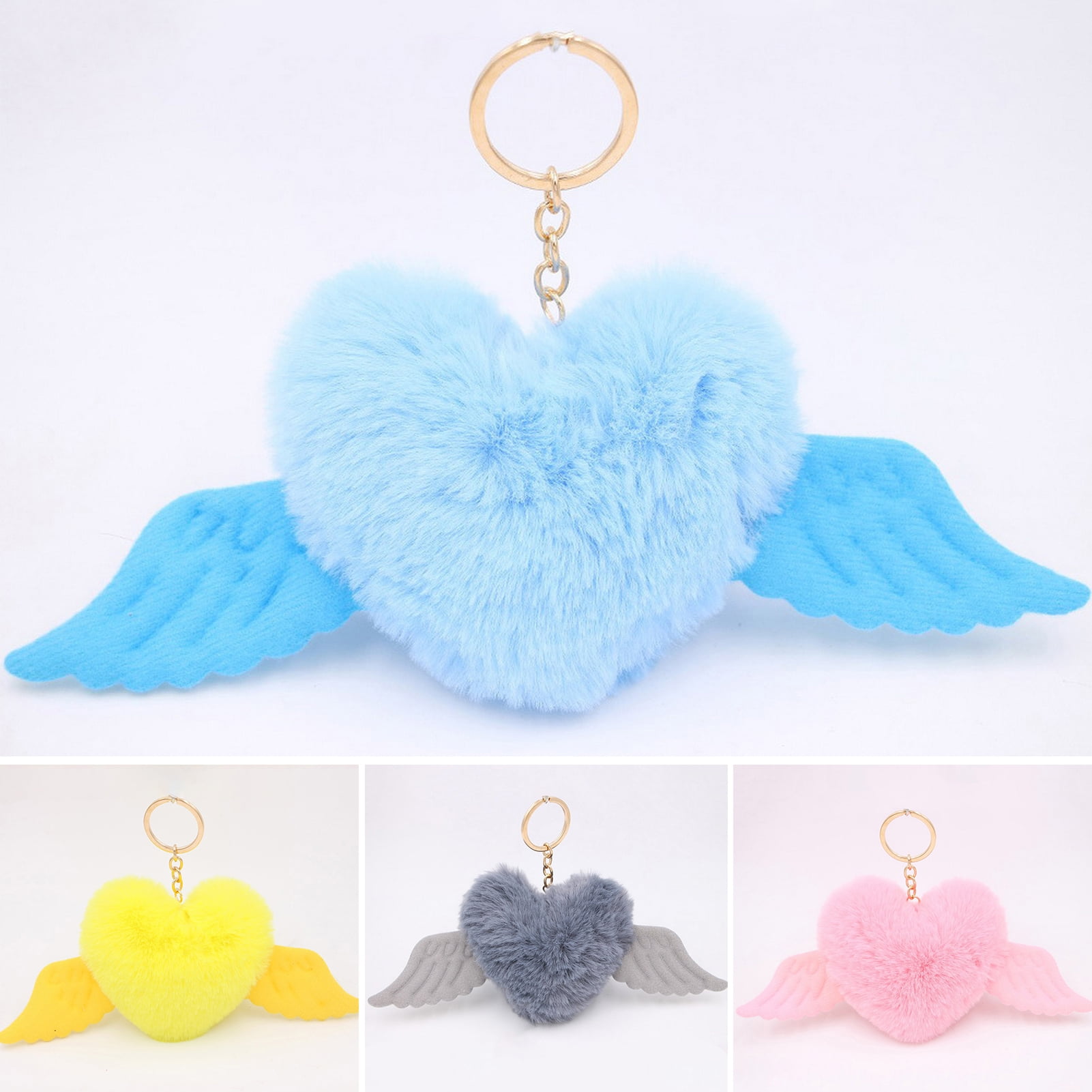 Fairnull Heart Plush Pendant Cute Colorful Mini Wings Love Heart ...