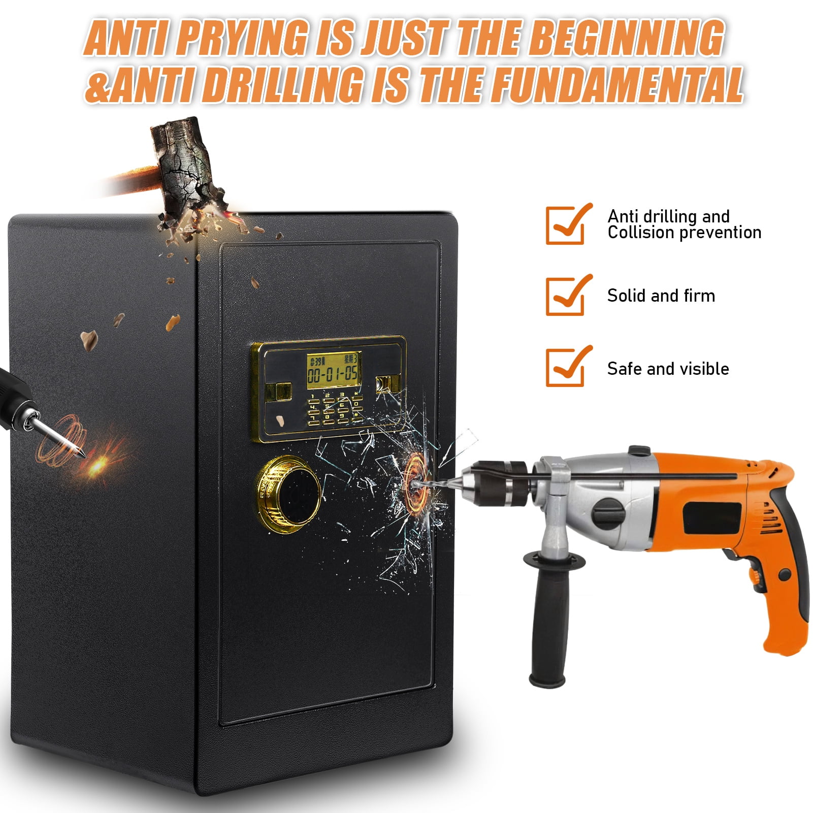 Fairnull Home Safe Box Document Safe Box Anti-theft Fireproof Jewelry ...