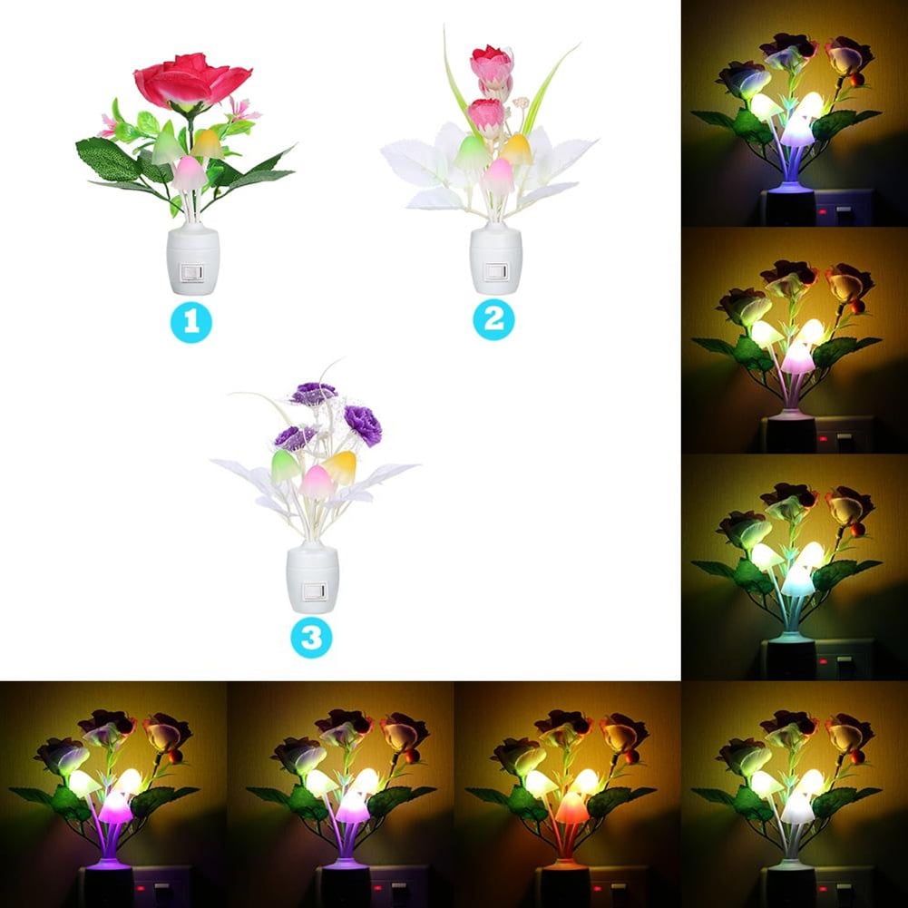 Fairnull LED Flower Vase Potted Wall Plug-in Light Sensor Color ...