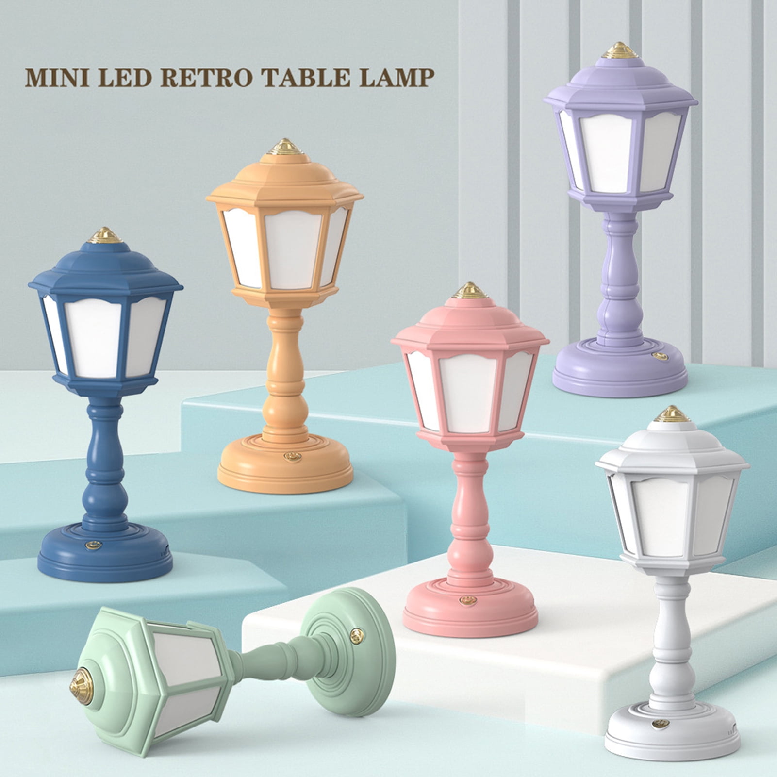 Fairnull LED Night Lamp Dimmable Flicker-Free Rechargeable Retro Style ...
