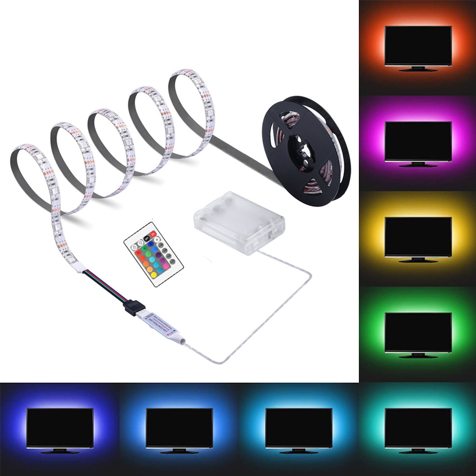 Fairnull LED Strip Light Remote Control Battery Box Powered High ...