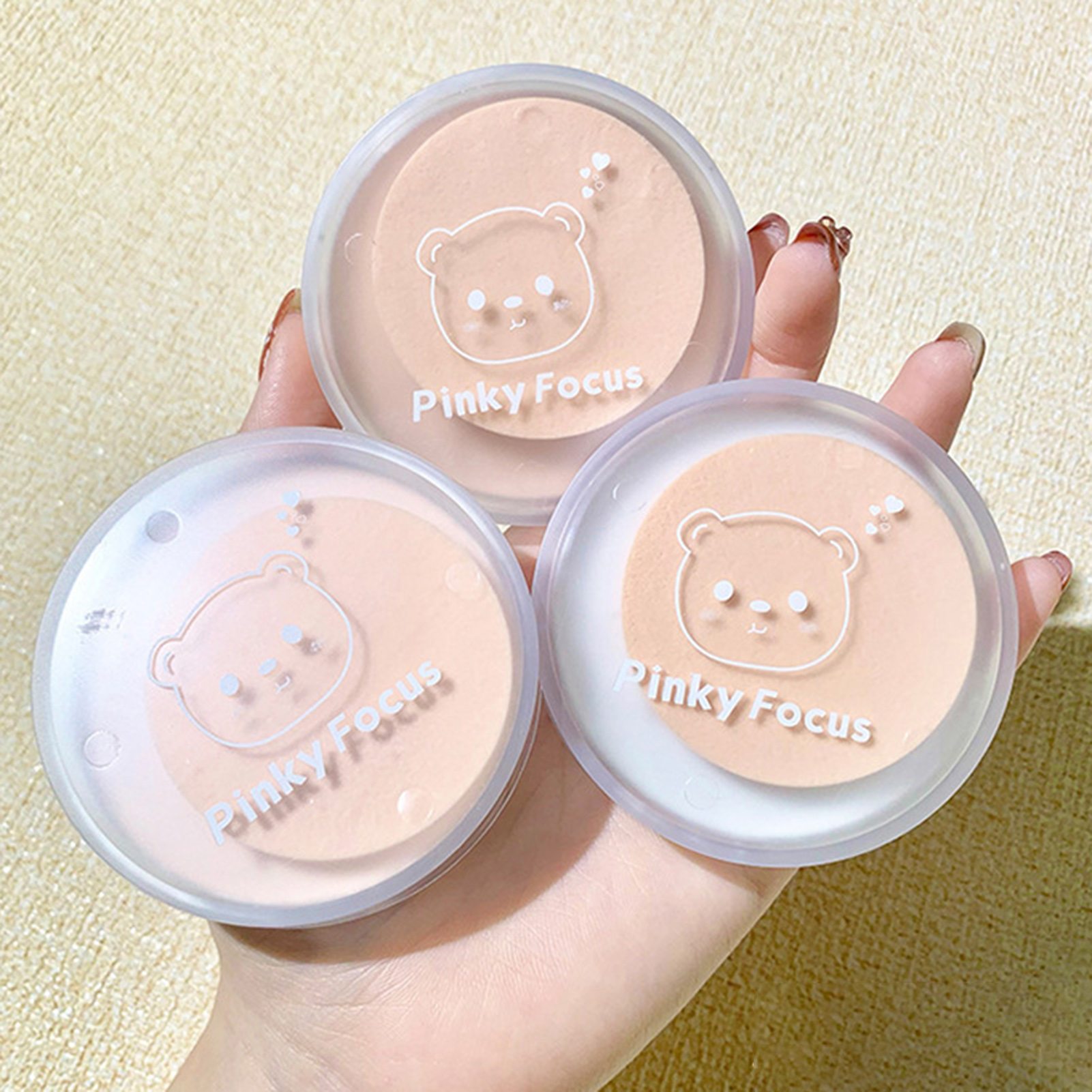 Fairnull Loose Powder Non-sticky Smiling Bear Print Refreshing Long ...