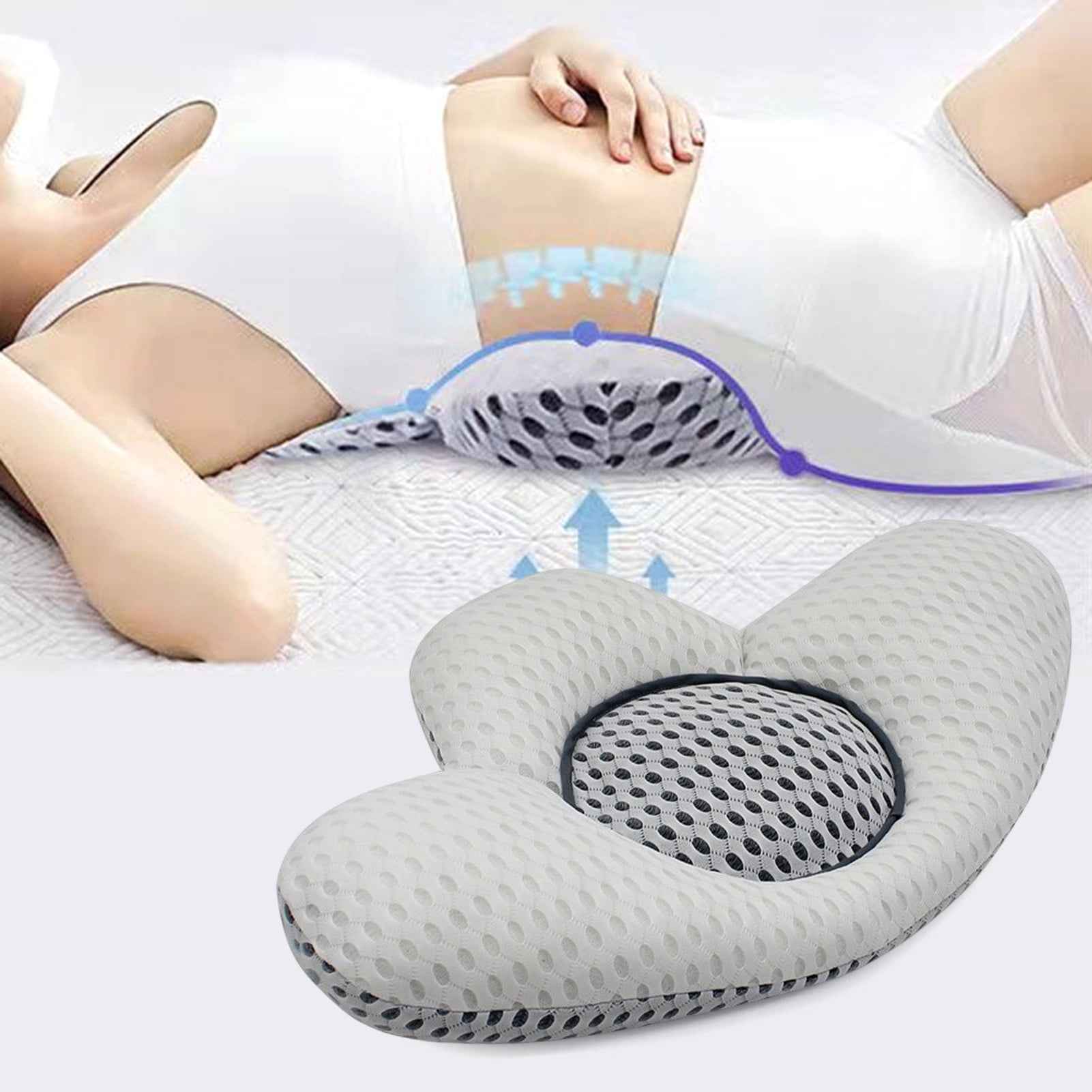 Fairnull Lumbar Pillow Quick Rebound Improve Spinal Posture Sleeping 3D ...