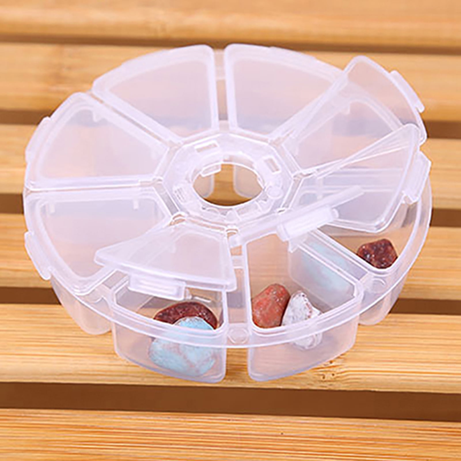 Fairnull Medicine Box Round Shape Classification Storage 8 Grids ...