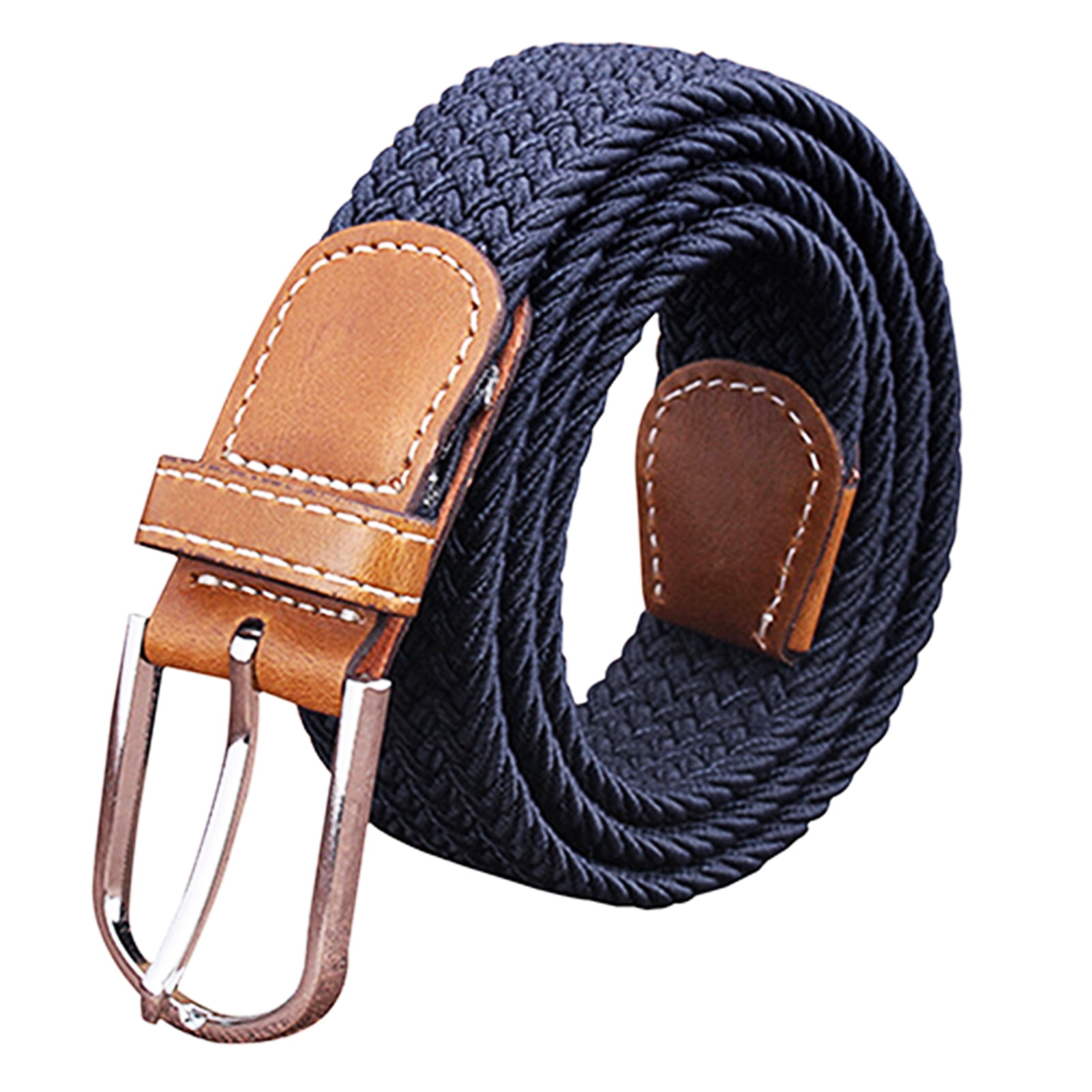 Fairnull Men's Women's Canvas Plain Webbing Metal Buckle Woven Stretch ...