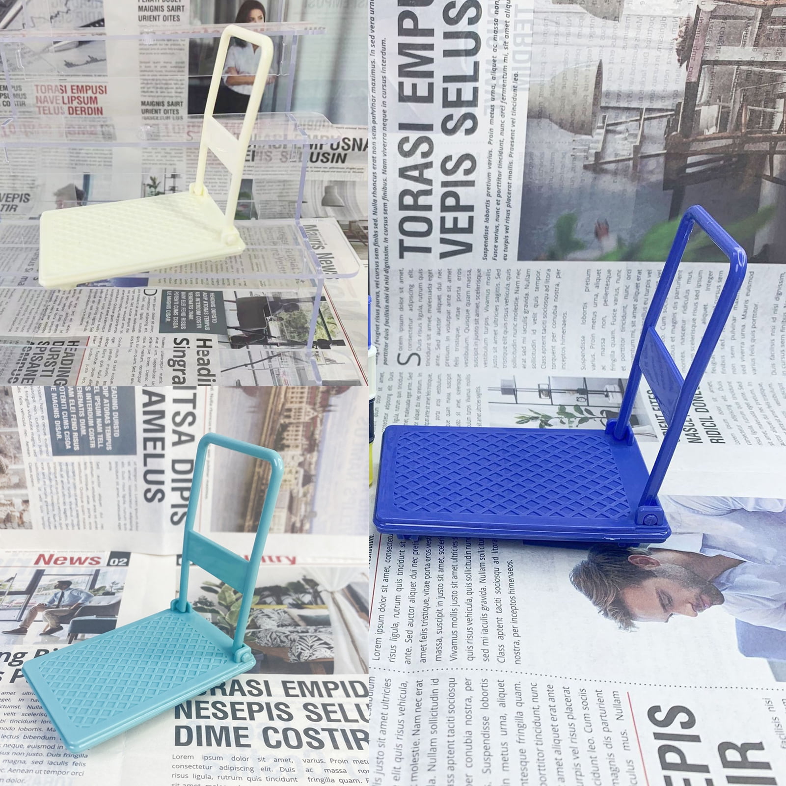 Fairnull Miniature Platform Trolley Foldable Rolling Wheels DIY ...