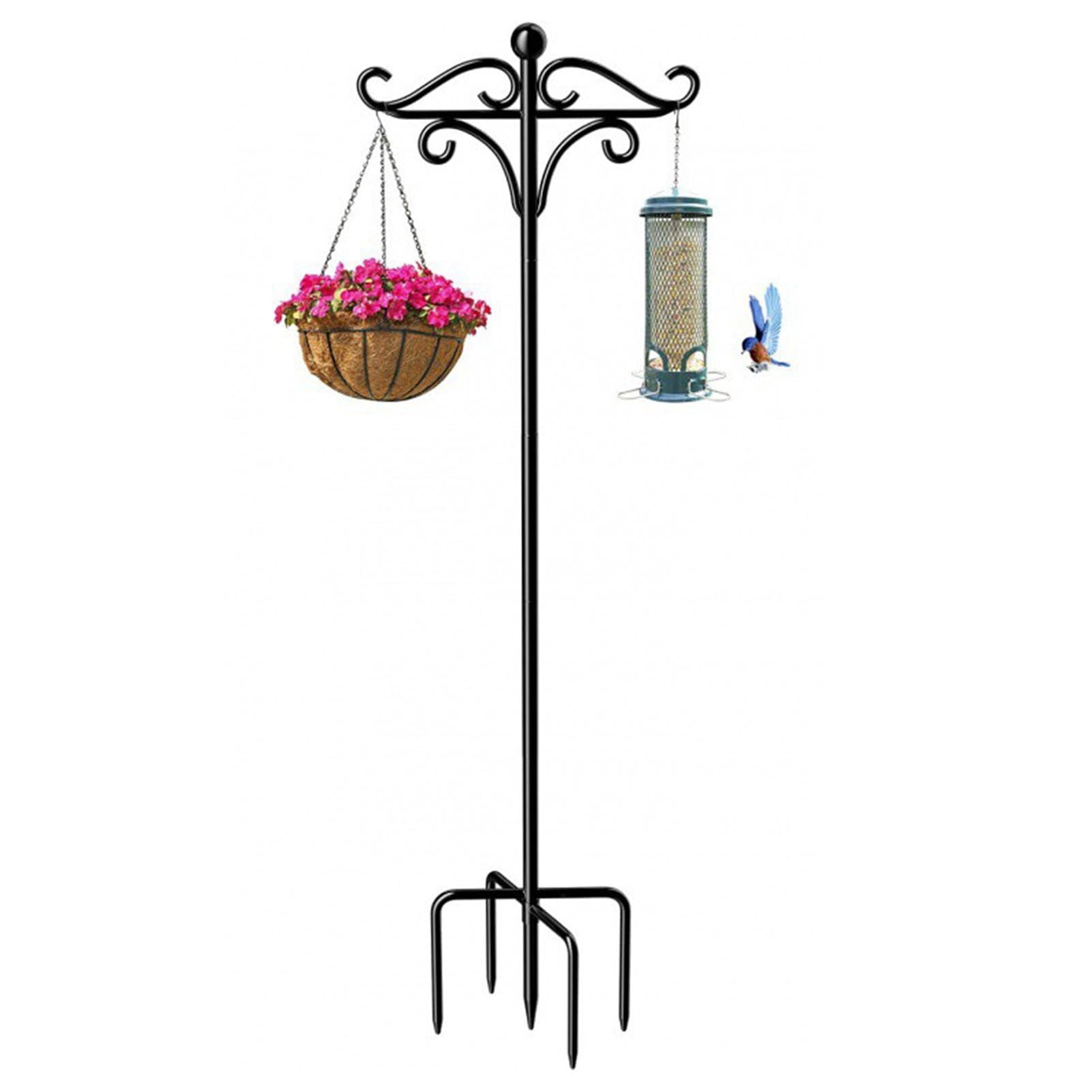 Fairnull Patio Stand Garden Bird Feeder Hook Pole 5 Prong Base Yard ...