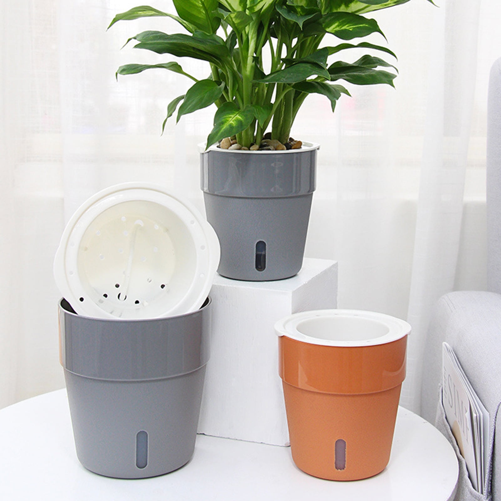 Fairnull Plant Pot Eye-catching Heat Resistant Plastic Automatic Water ...