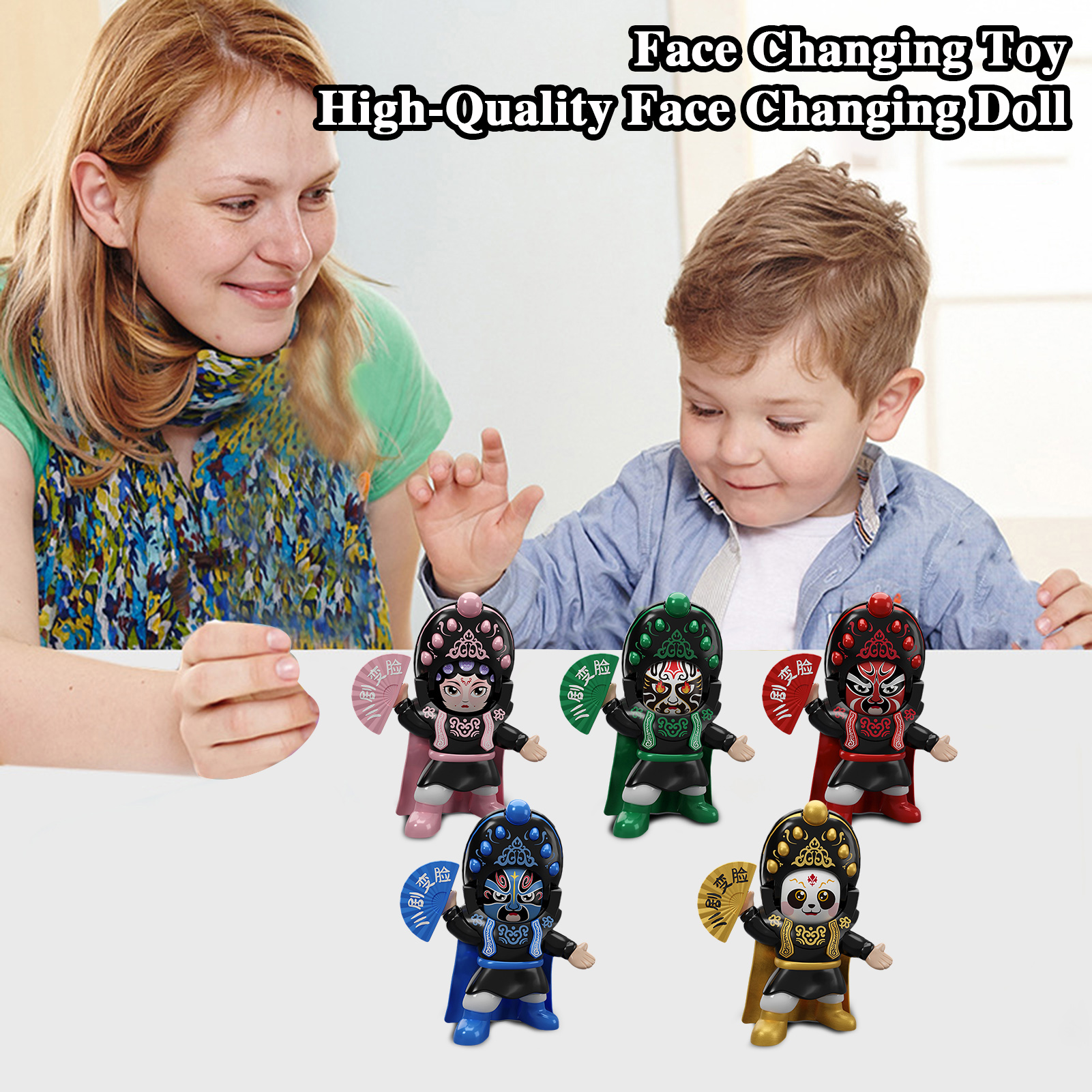 Fairnull Sichuan Opera Face Changing Doll with Movable Hat 5 Facial ...