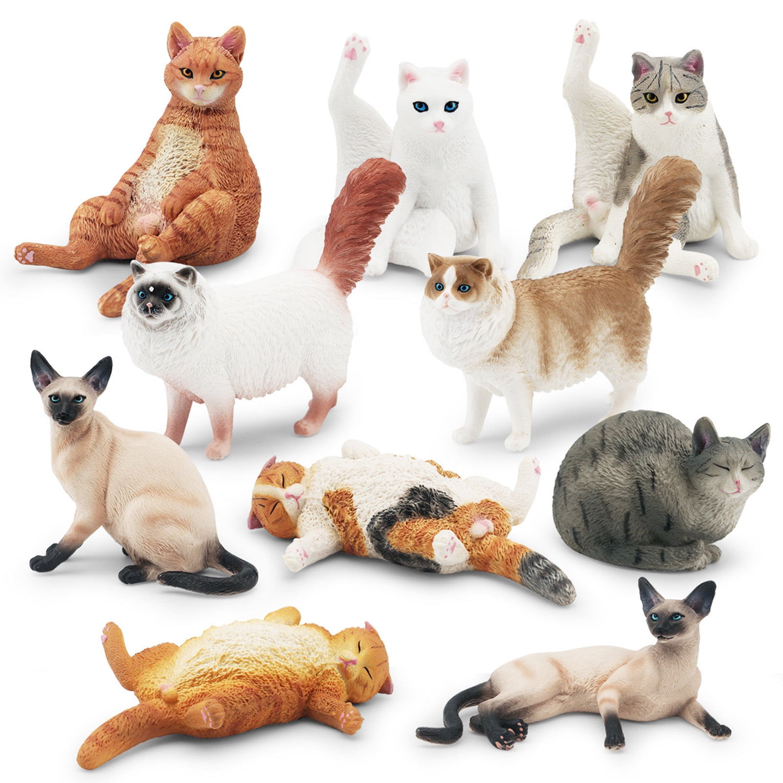 Fairnull Simulation Cat Figurine PVC Solid Kitten Model Realistic ...
