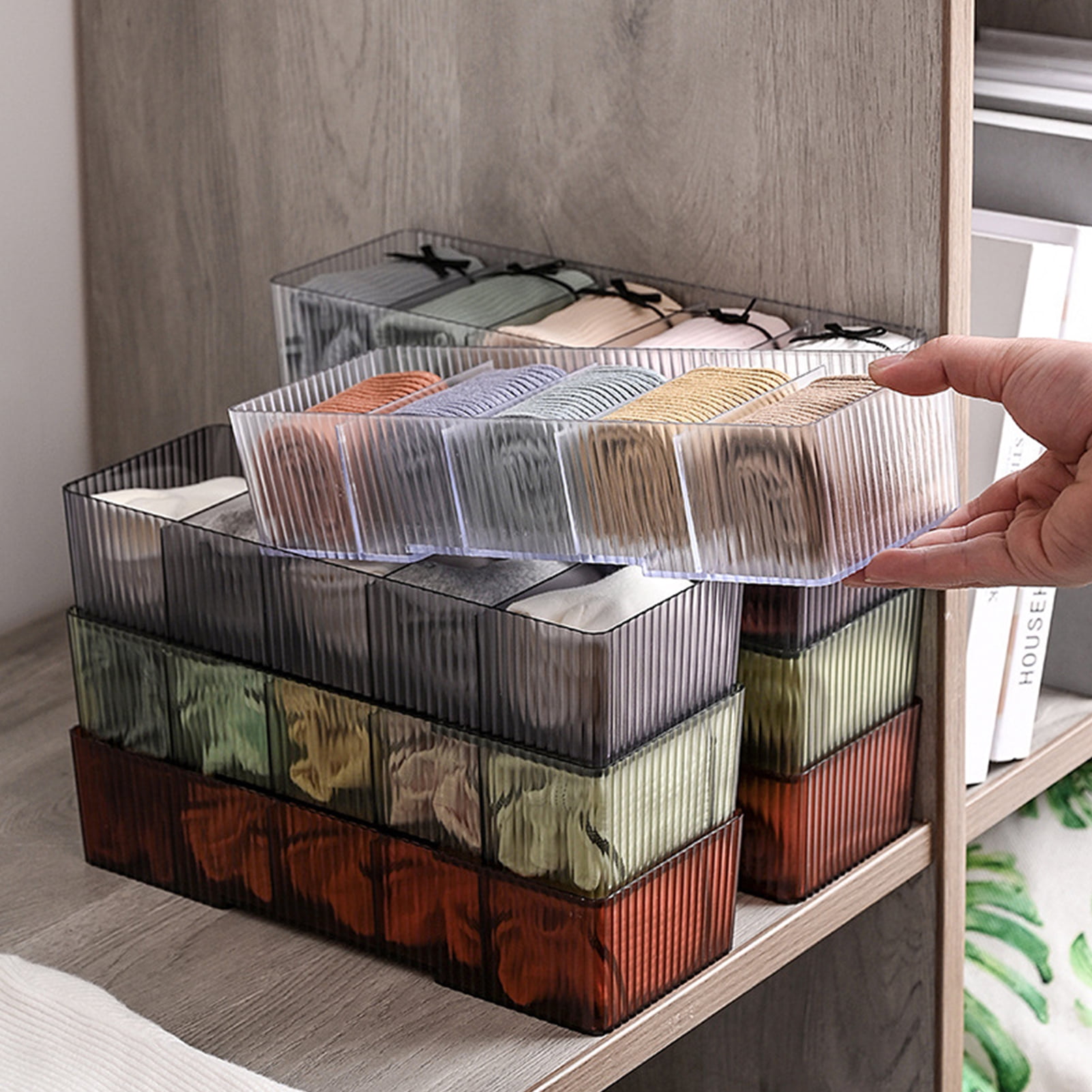 Fairnull Socks Storage Box Large Capacity Punch-free Multifunctional ...
