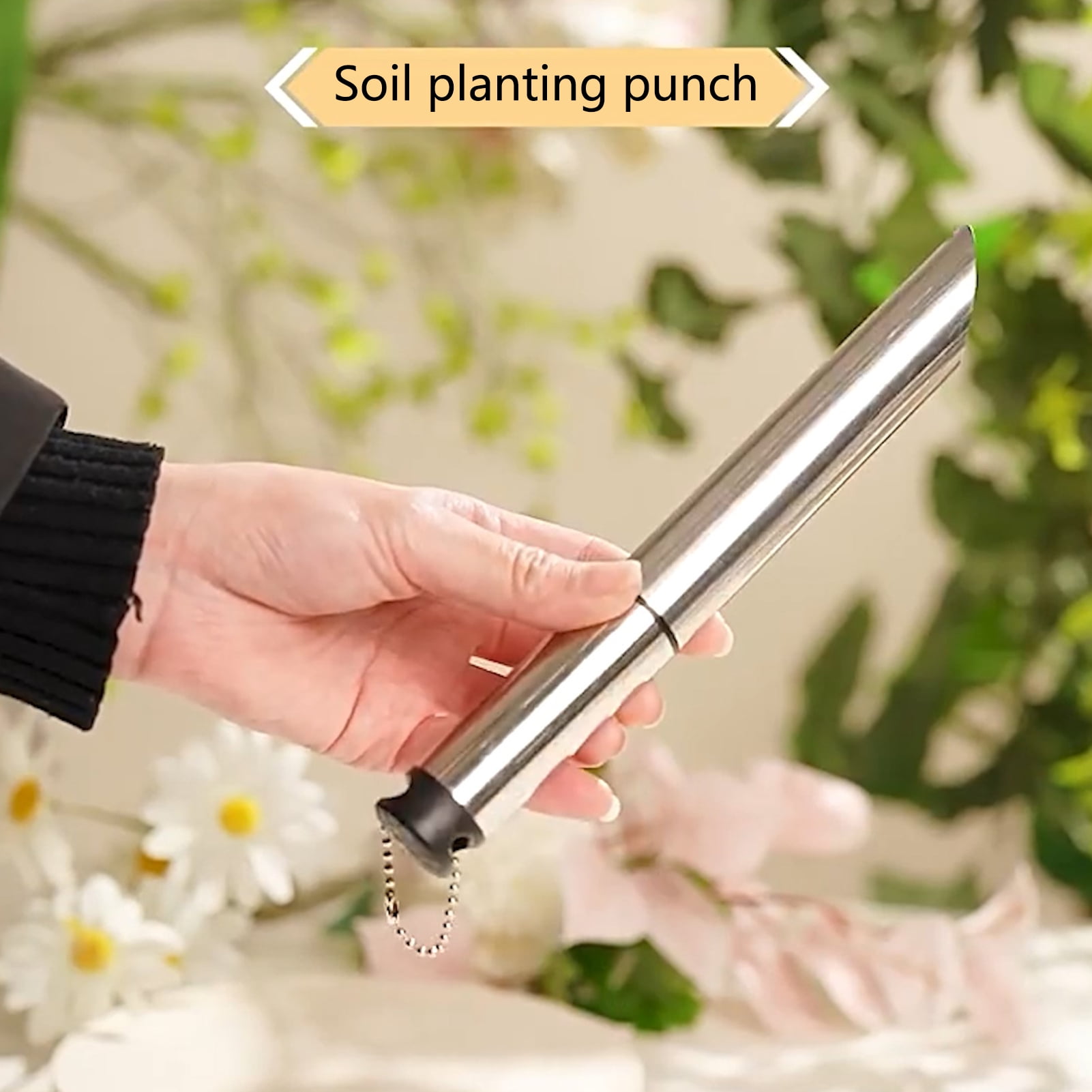 Fairnull Soil Puncher with Lanyard Beveled Design Stainless Steel Plant ...