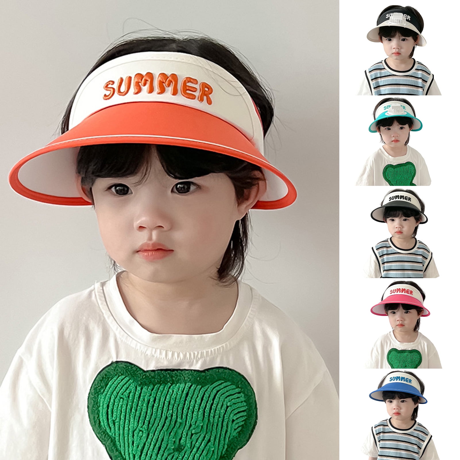 Fairnull Summer Children Sun Hat with Mini Cooling Fan Empty Top Wide ...