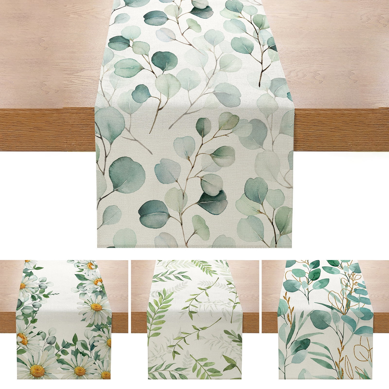 Fairnull Table Runner Botanical Print Summer Farmhouse Rustic Greenery ...