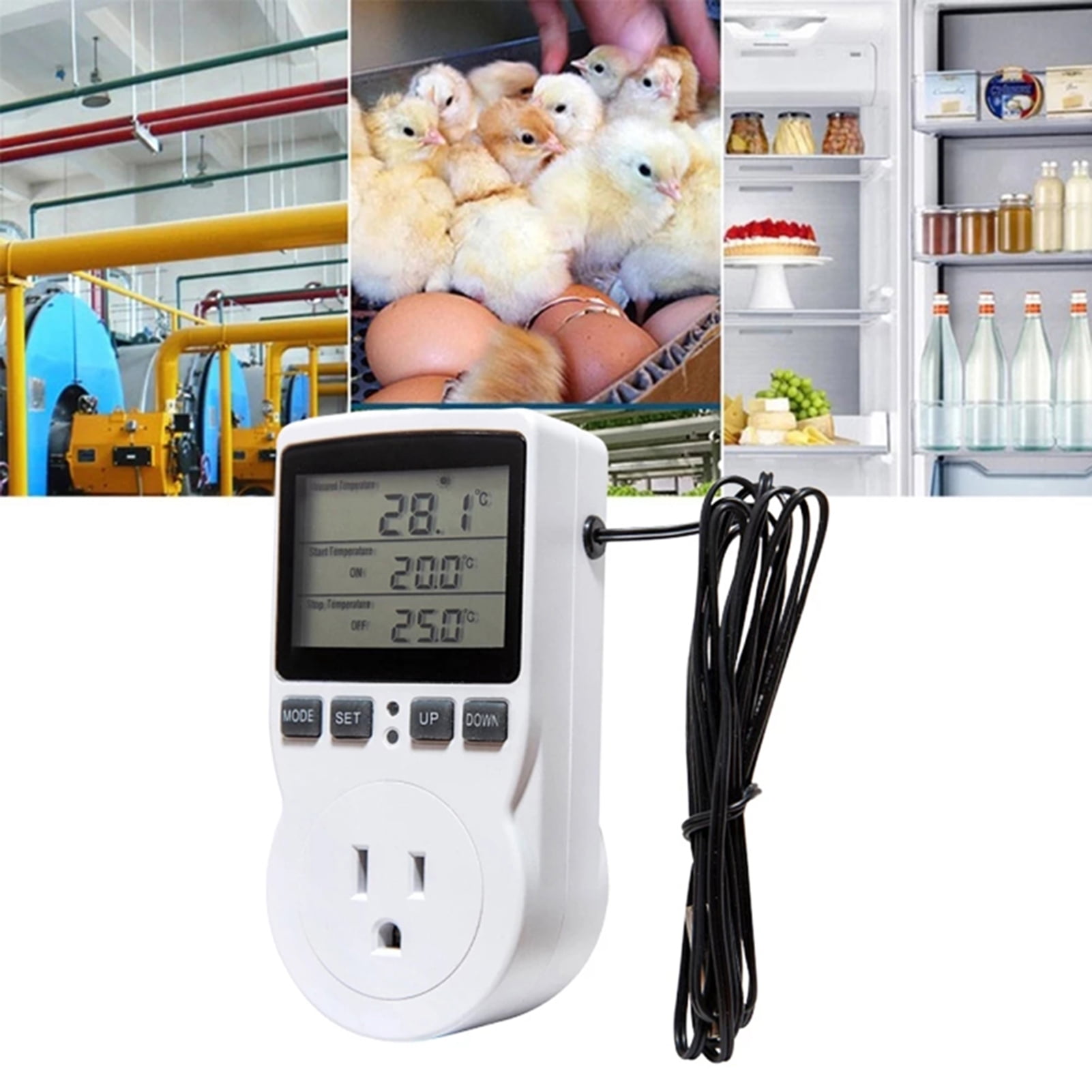 Fairnull Temperature Controller 16a 230v Large Screen Lcd Display Digital Thermostat Socket