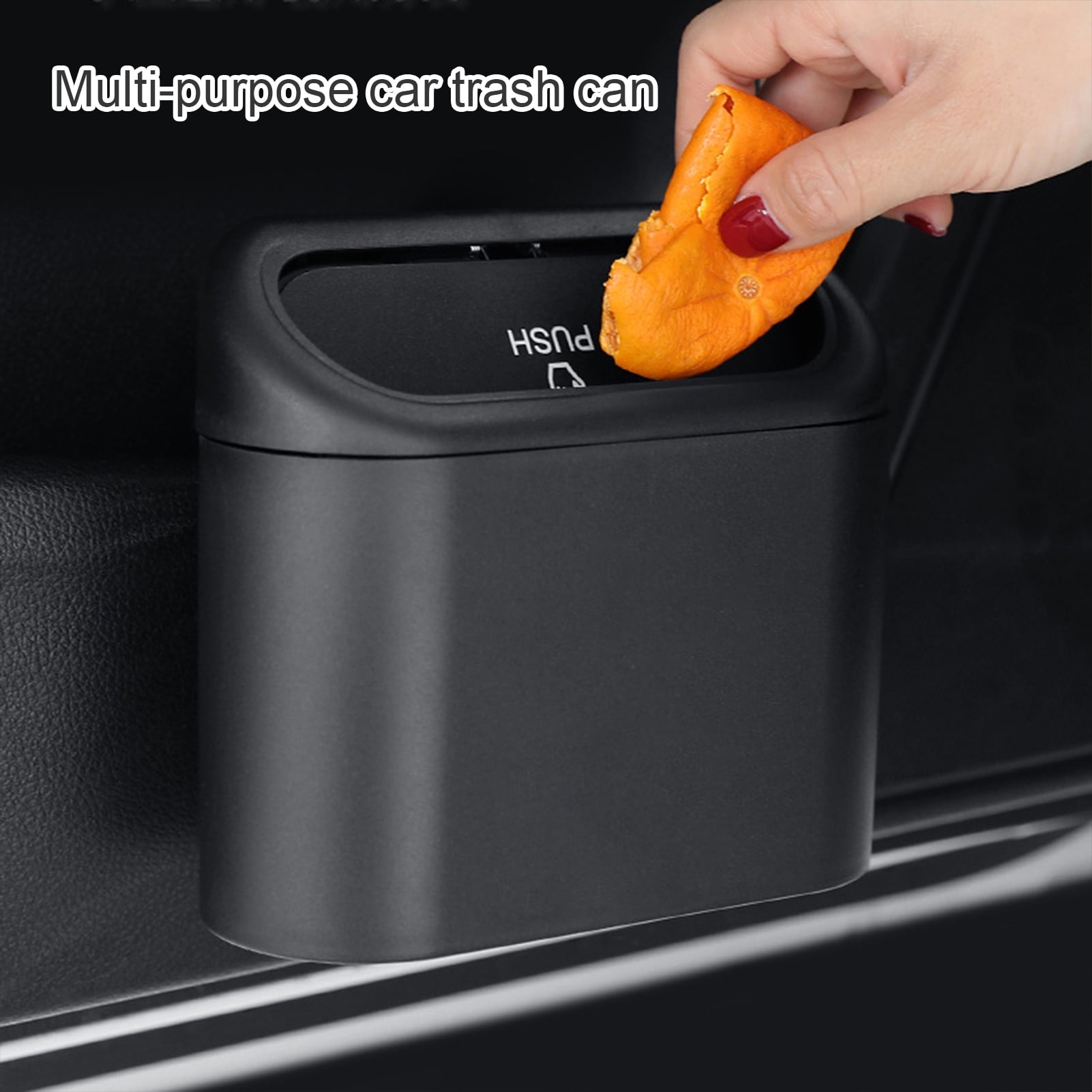 Fairnull Waterproof Car Trash Bin with Lid Mini Hanging Dustbin Garbage ...