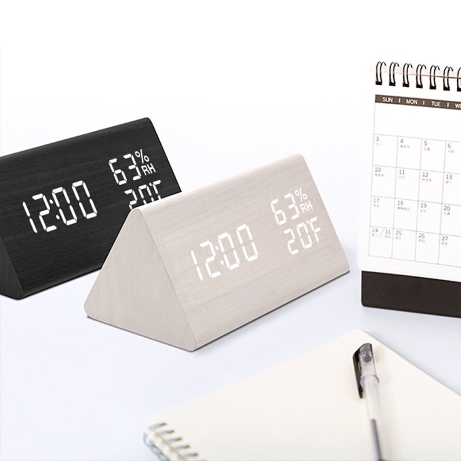 Fairnull Wooden Digital Alarm Clock for Bedroom - Electric Desk Clock ...