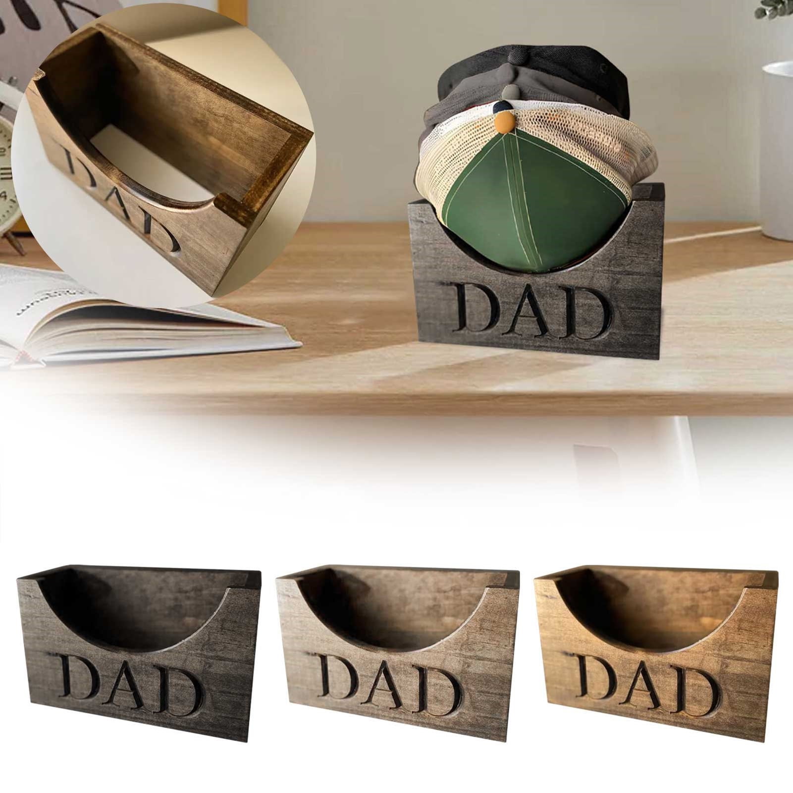 Fairnull Dad Engraved Wooden Hat Holder, Baseball Hat Rack, Cap ...