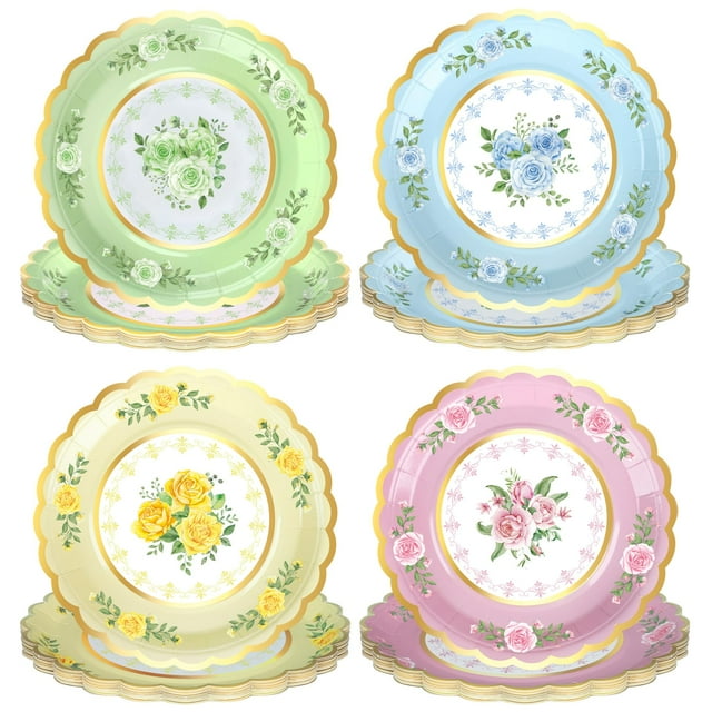 Fairooth 48 PCS Floral OIF8 Paper Plates Disposable Tea Party Plates ...