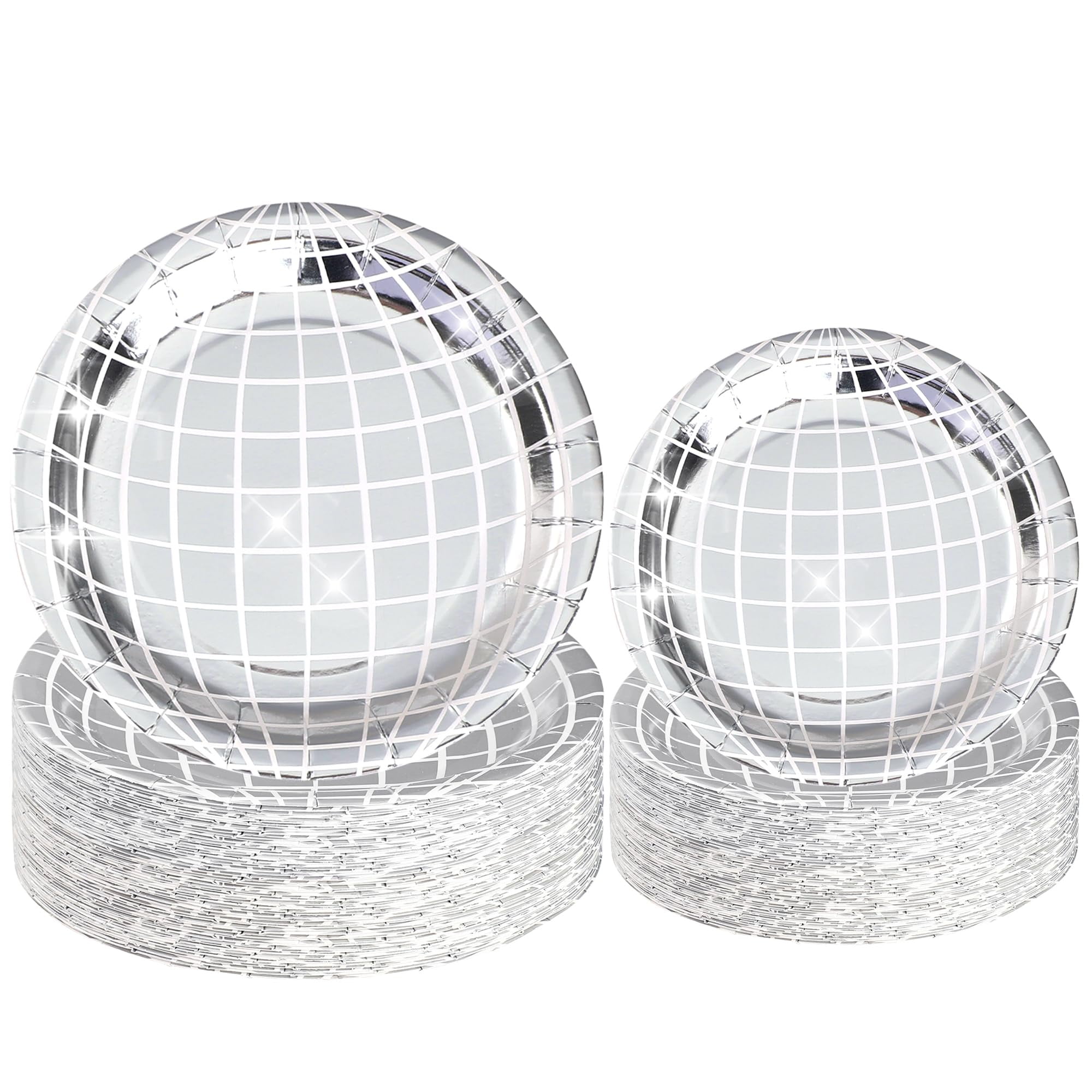Fairooth Disco Paper Plates Silver Foil AFN1Disposable Plates Disco ...