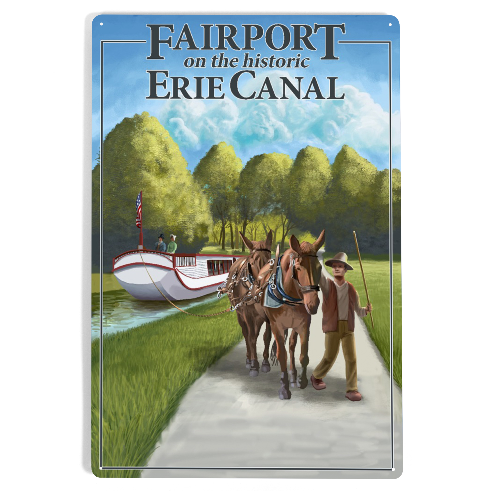 Fairport, New York, Horses Along Canal (12x18 Aluminum Art, Indoor ...