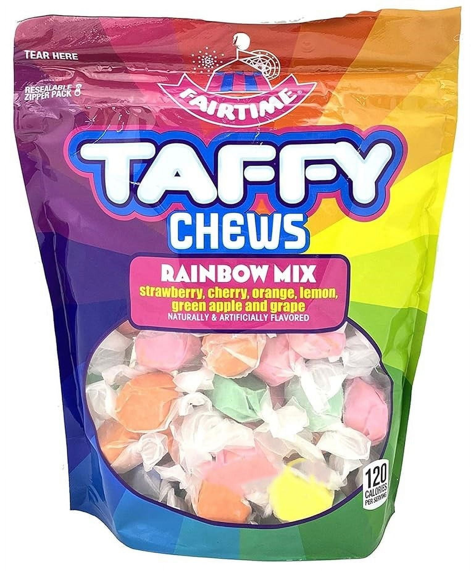 Fairtime Rainbow Mix Taffy Candy, Assorted Flavors, 11 Ounce Resealable Gusset Bag - Walmart.com