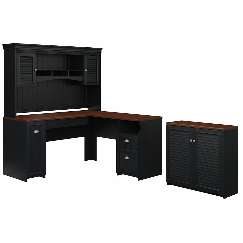 Bush Furniture Fairview 60W L Shaped Desk with Hutch and Small Storage ...