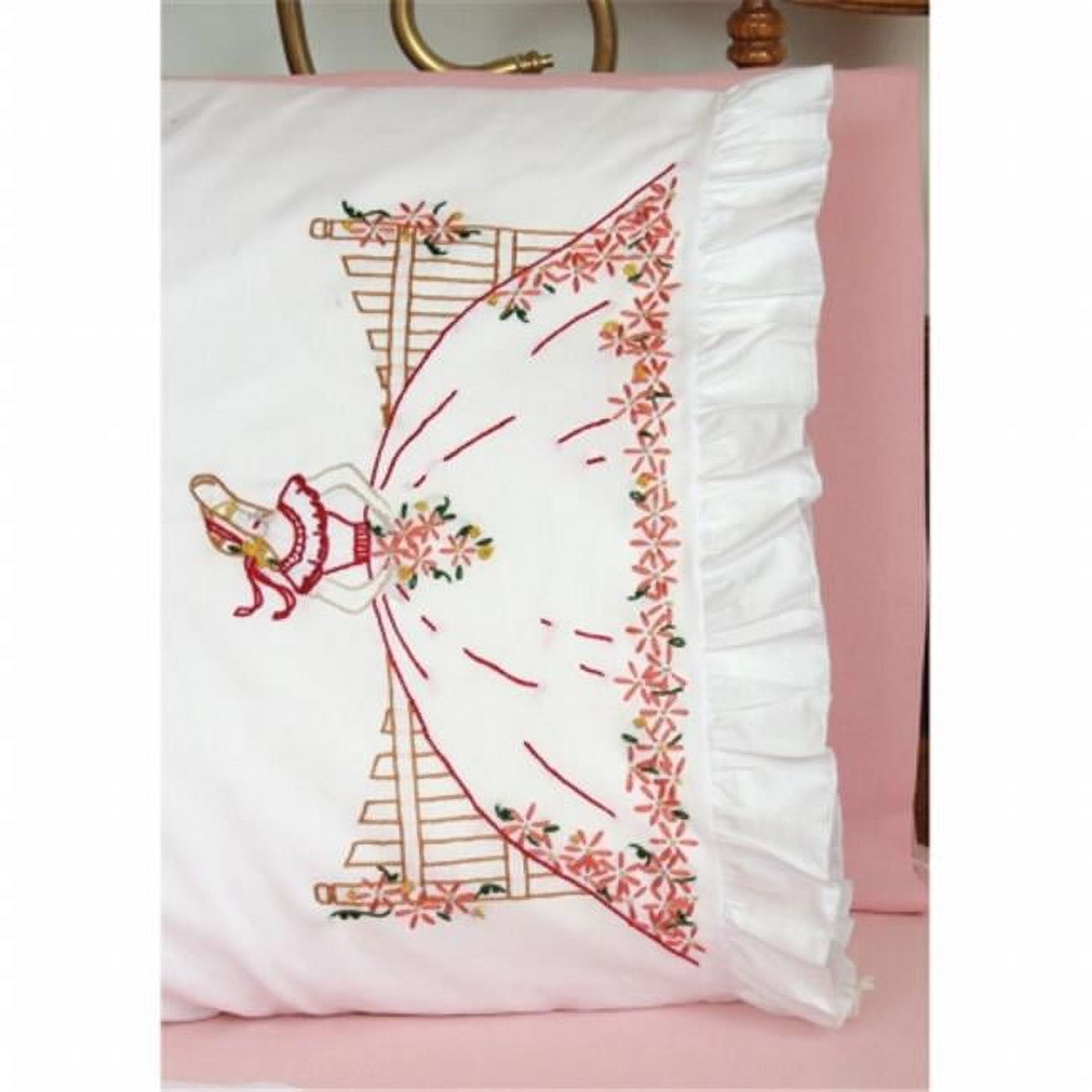 Fairway 82567 Stamped Lace Edge Pillowcase 30''X20'' 2/Pkg-Fence Lady ...