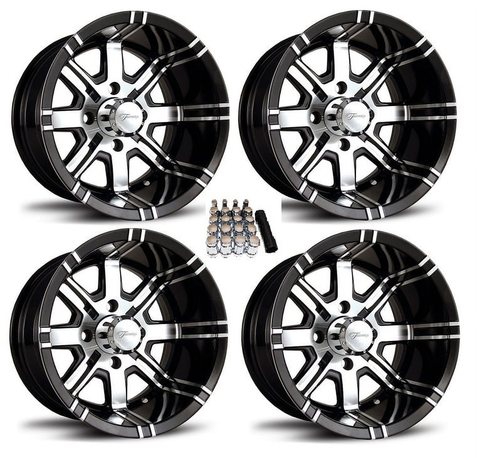 Fairway Alloys 12" Aggressor Gloss Black Golf Cart Wheels E-Z-GO & Club ...