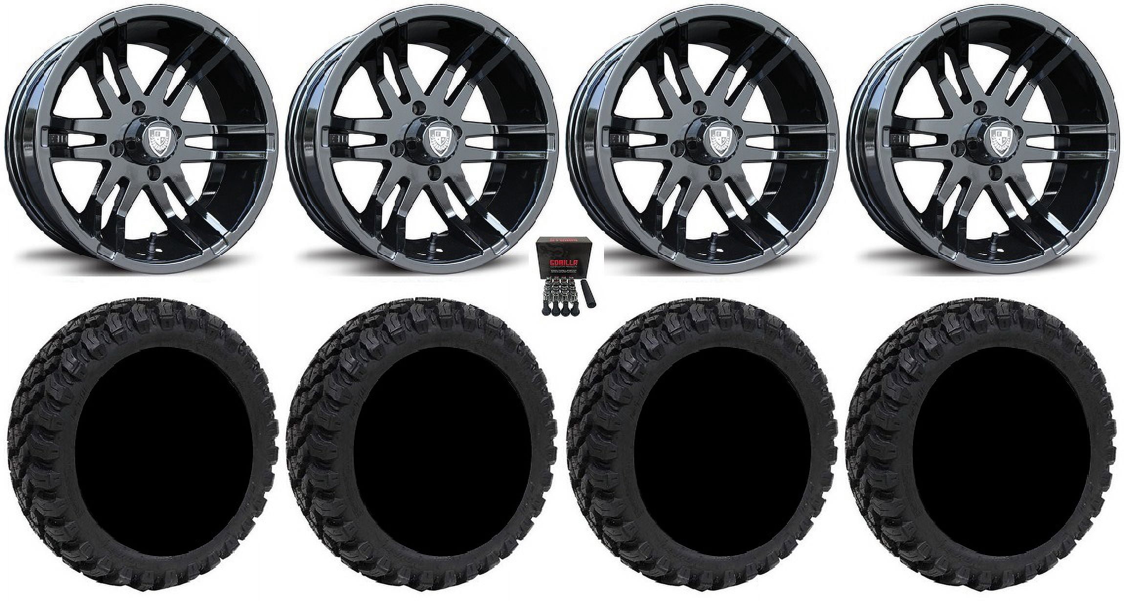 Fairway Alloys Flex 12" Golf Wheels Black 20" Nomad Tires E-Z-GO & Club ...