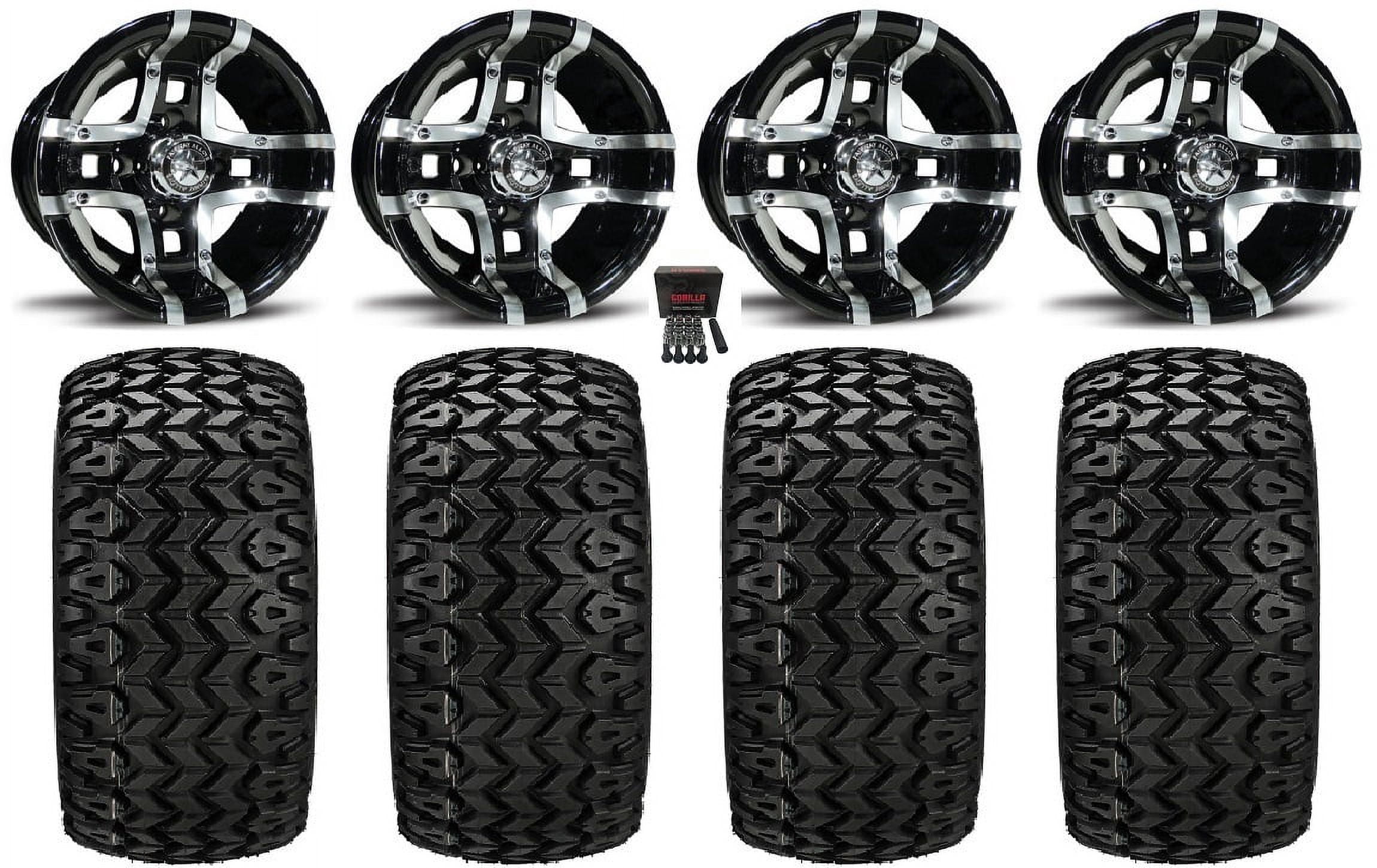 Fairway Alloys Prestige 10" Wheels Black 22" Sierra Sport Tires E-Z-GO ...