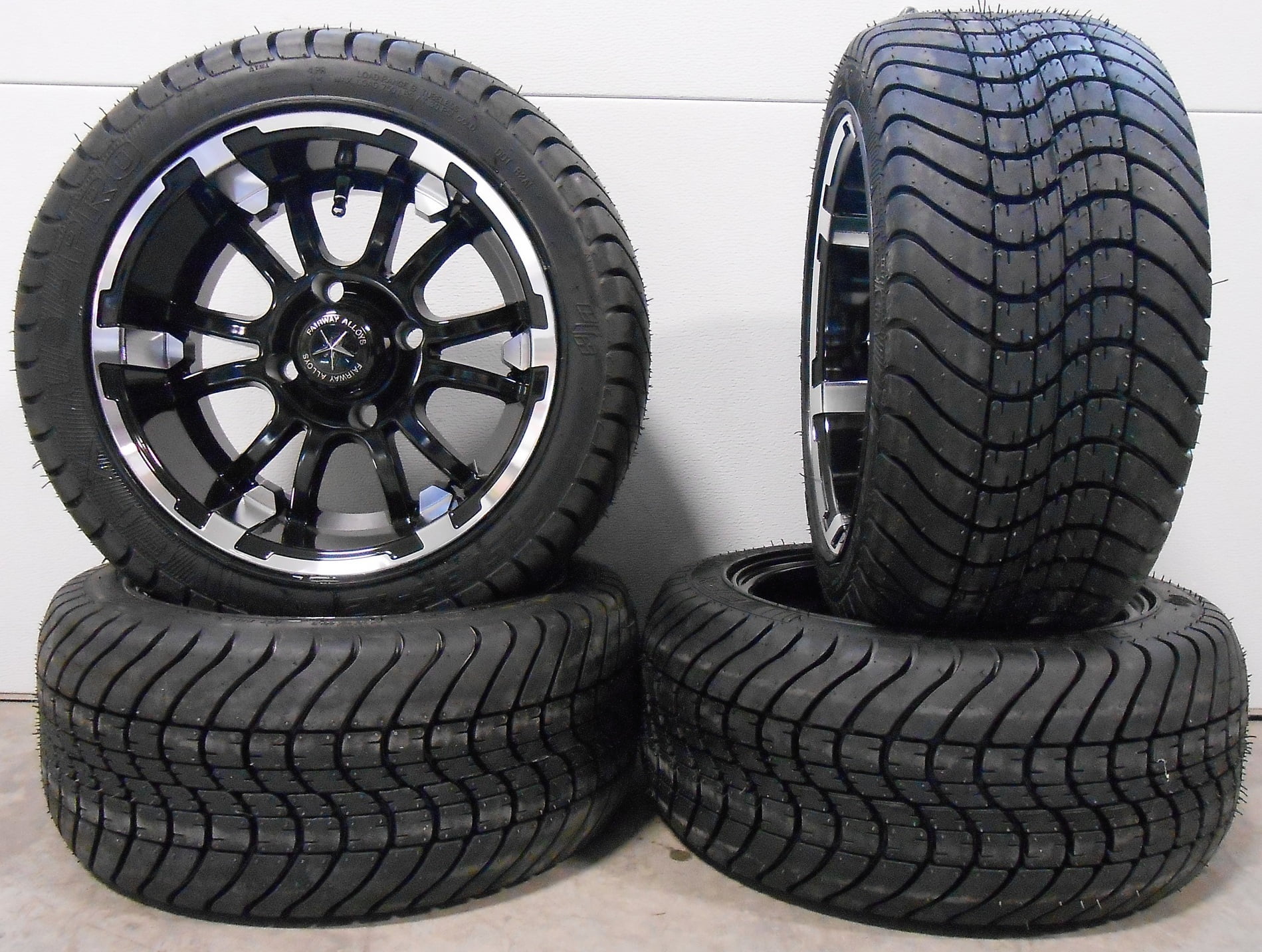 Fairway Alloys Sixer Golf Wheels 12" Lo Pro 225x35-12 Tires E-Z-GO ...