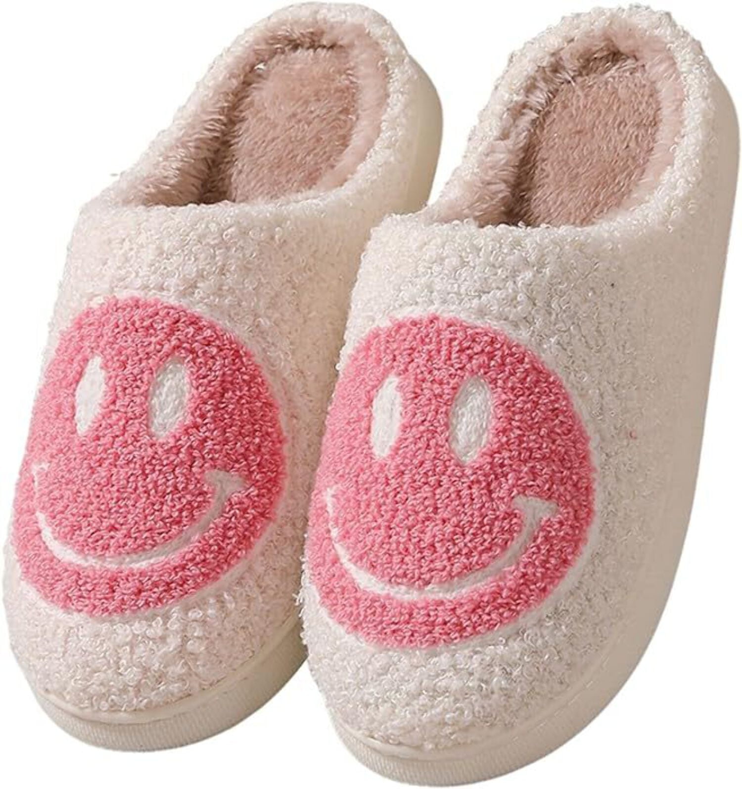Fairway Finds Smiley Face Slippers for Women, Cute Soft Plush Comfy ...