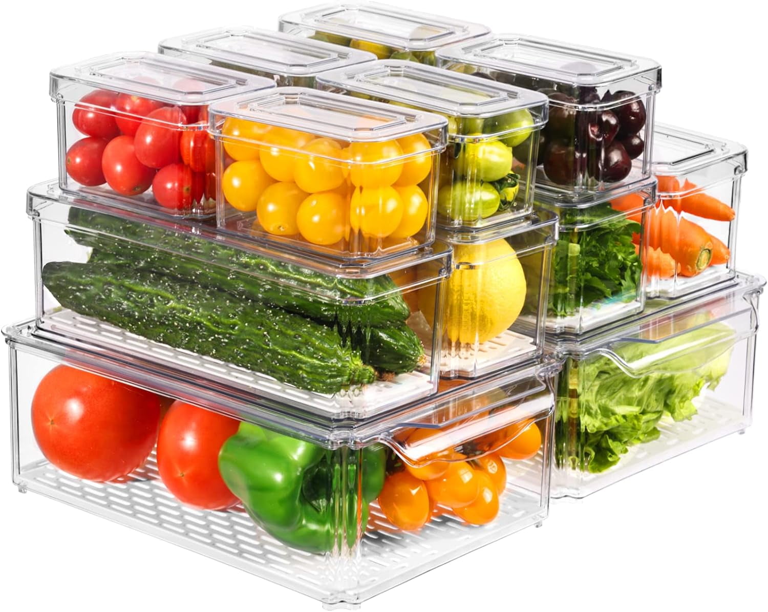 Fairy 12Pcs Kitchen Organization Set, Stackable Fridge Containers with ...