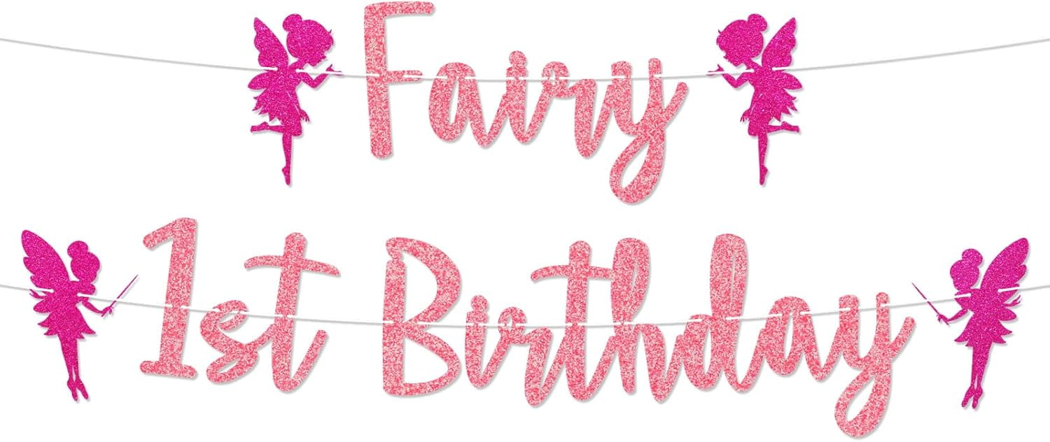 Fairy 1st Birthday Banner - Cute Fairies 1st Birthday Decorations ...