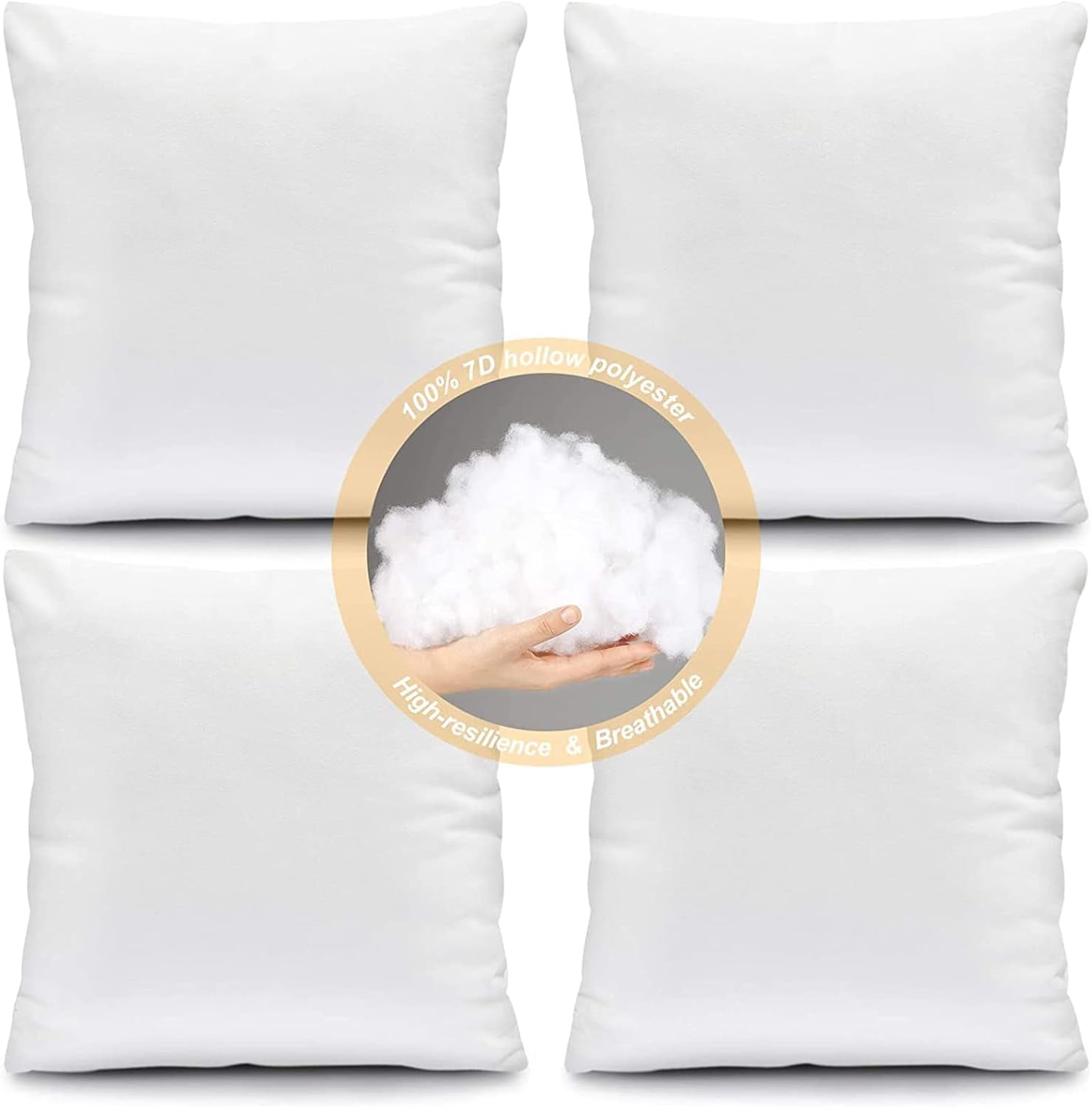 Fairy 24x24 Inch Pillow Inserts Set of 4, White Polyester Indoor ...