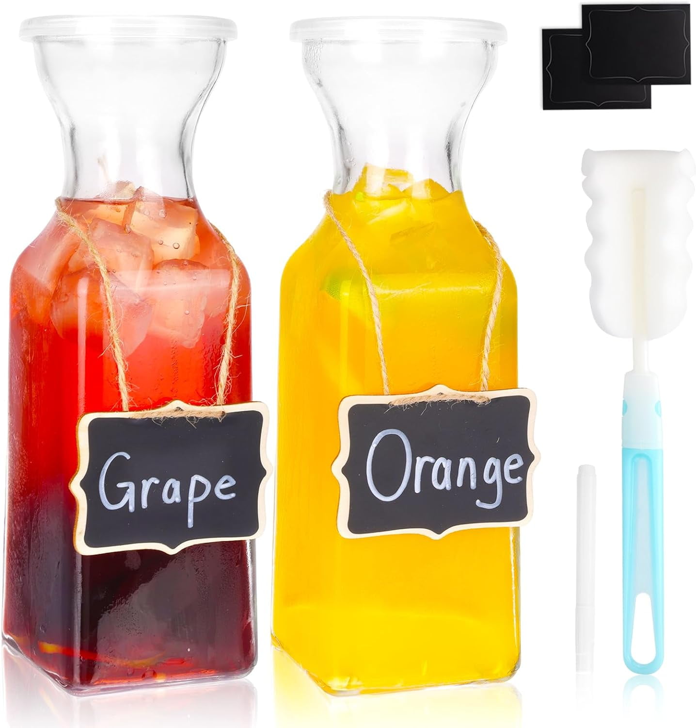 Customer reviews for Fairy 2Pcs Glass Carafe with Lids, 1 Liter Glass ...